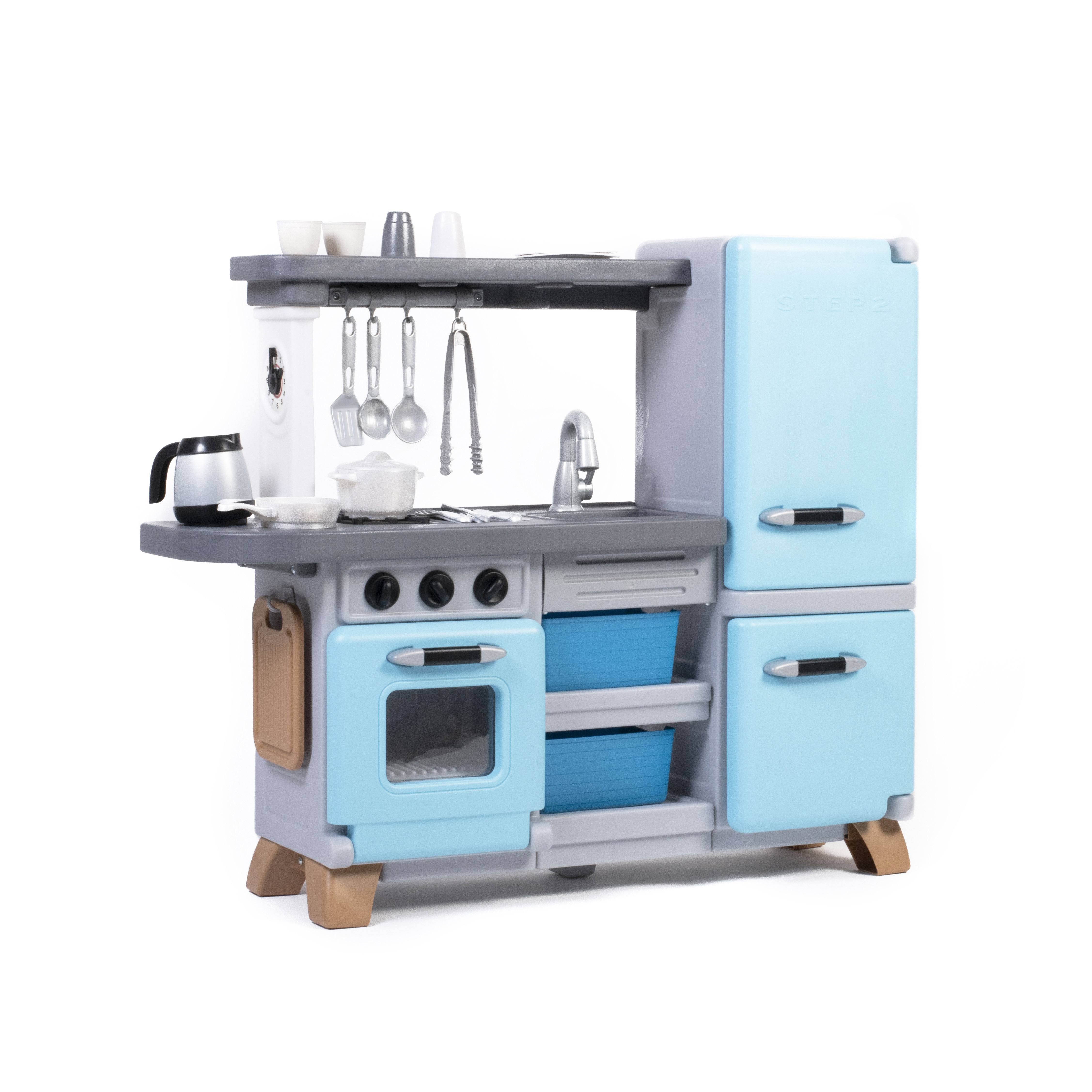 Step2 Cooking Time Kitchen Kids Pretend Play Kitchen with Refrigerator ...