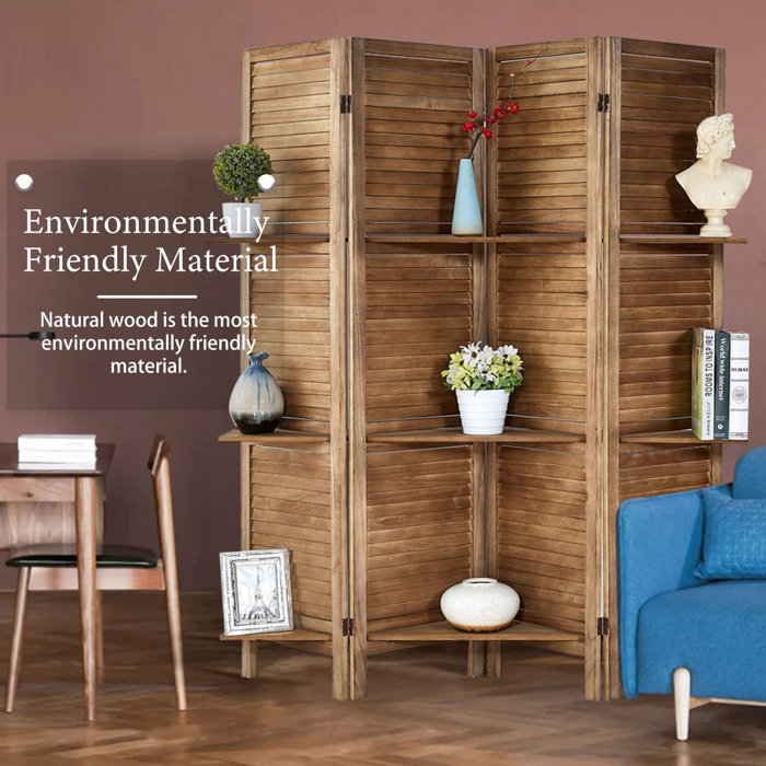 Gracie Oaks Lorrika67" H Wood Folding Room Divider Dual-hingers Privacy ...