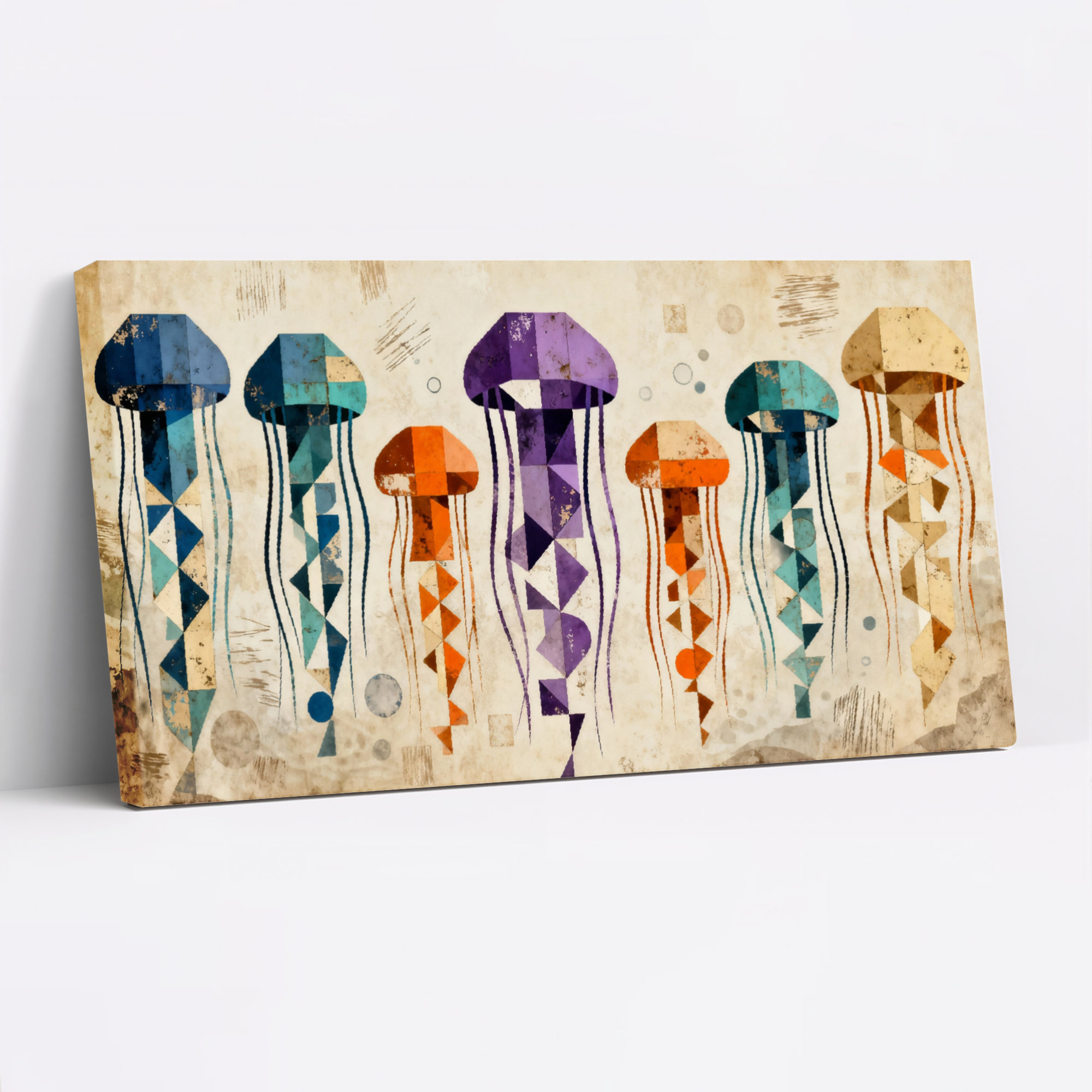 George Oliver Geometric Jellyfish Abstract Art Canvas Wrapped Wall Art ...