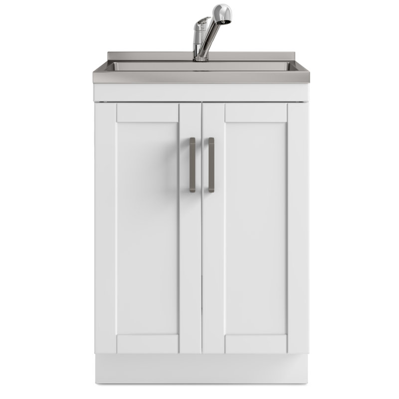 Simpli Home Kyle All-In-One 24-inch Laundry Utility Sink and Cabinet ...