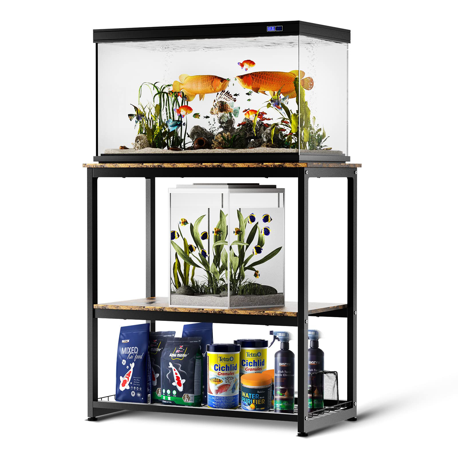 Archie & Oscar™ Vintage Ironwood Aquarium Stand,Three Tier Fish Tank ...
