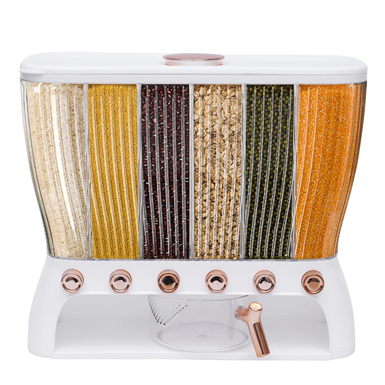 Hokku Designs Cereal Dispenser,Grain Dispenser, 6 In 1 Clear Rice ...