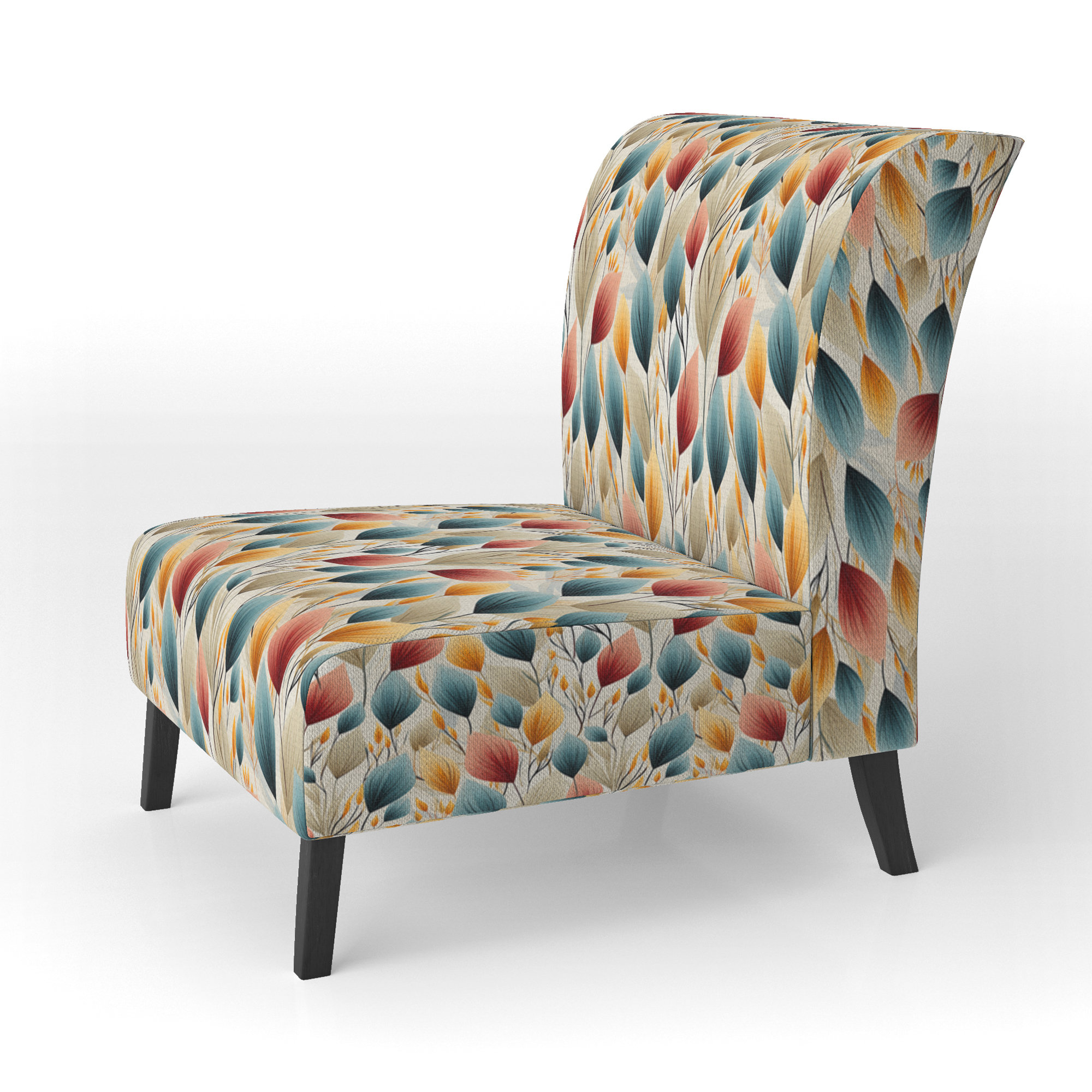 Red Barrel Studio Teal And Beige Botanical Harmony - Upholstered ...