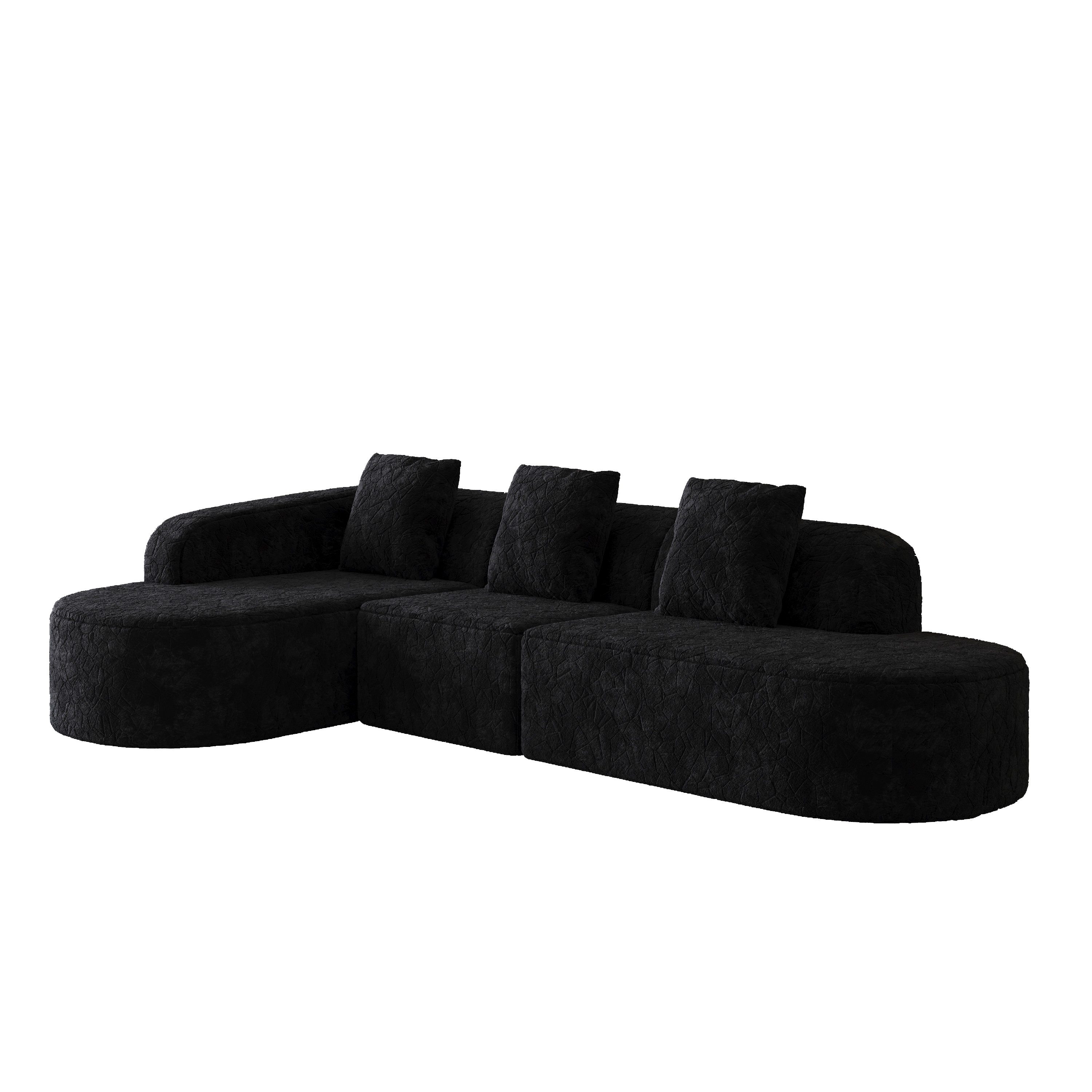 WANDINGT 111.8-Inch L-Shaped Curved Modular Sofa, Modern Design ...
