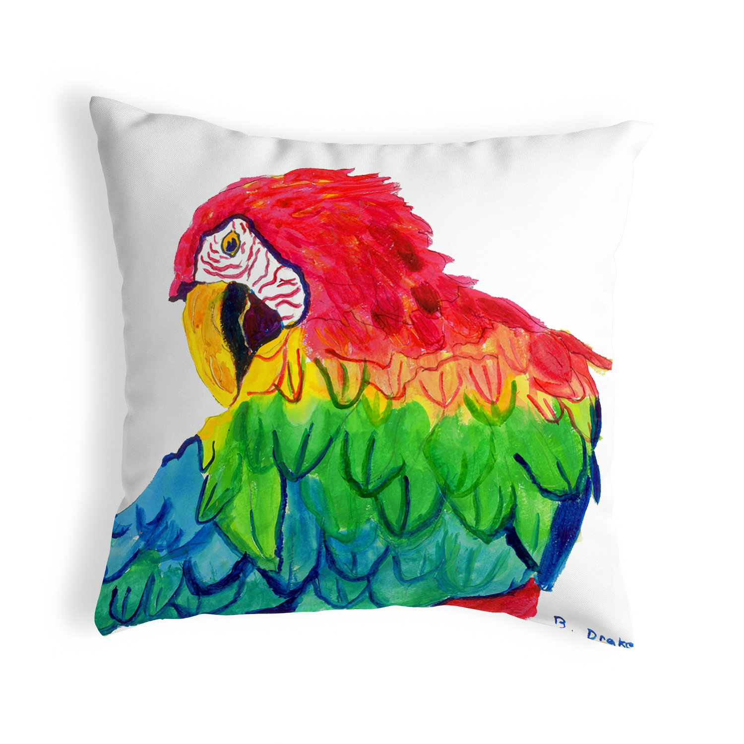 Betsy Drake Interiors Parrot Parrot Head Indoor/Outdoor Throw Pillow ...