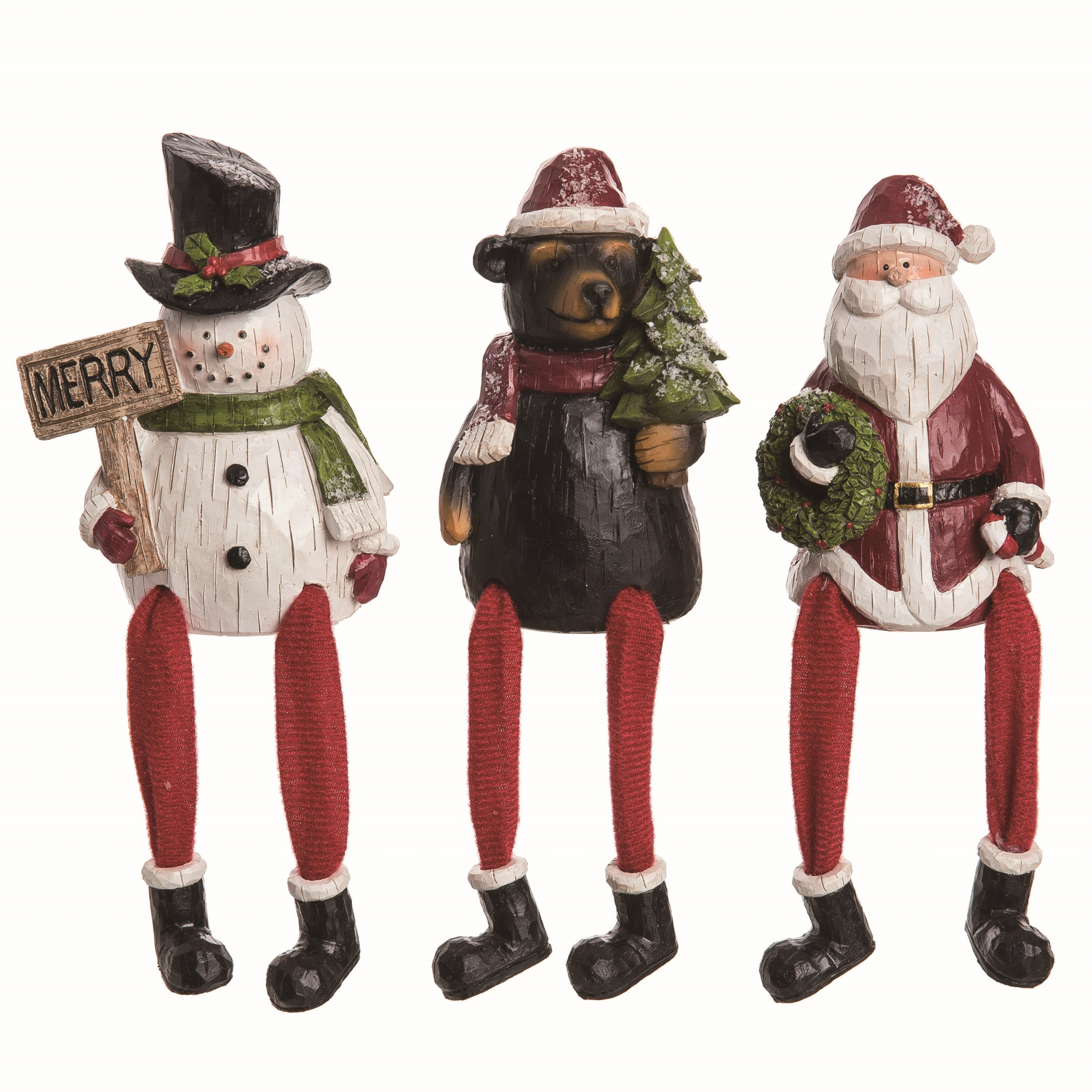 The Holiday Aisle® Resin Jolly Christmas Shelf Sitter Set of 3 ...
