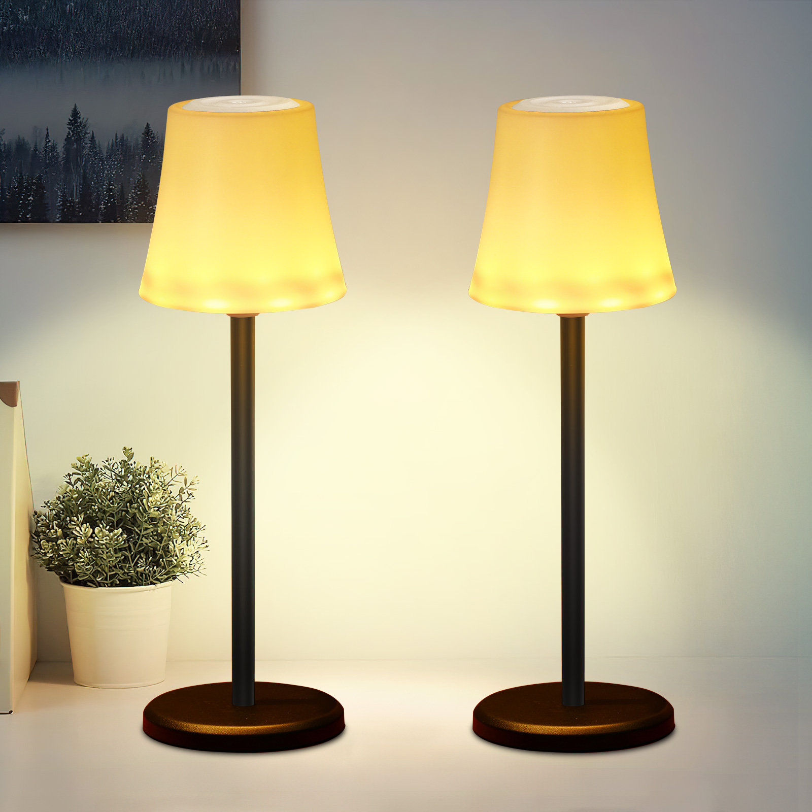 Ebern Designs Cordless Table Lamp, 3 Colour Temperatures & Rgb Colours ...