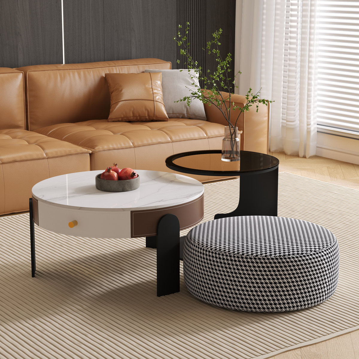 Ivy Bronx 2 - Piece Round Living Room Table Set Modern Nesting Coffee ...