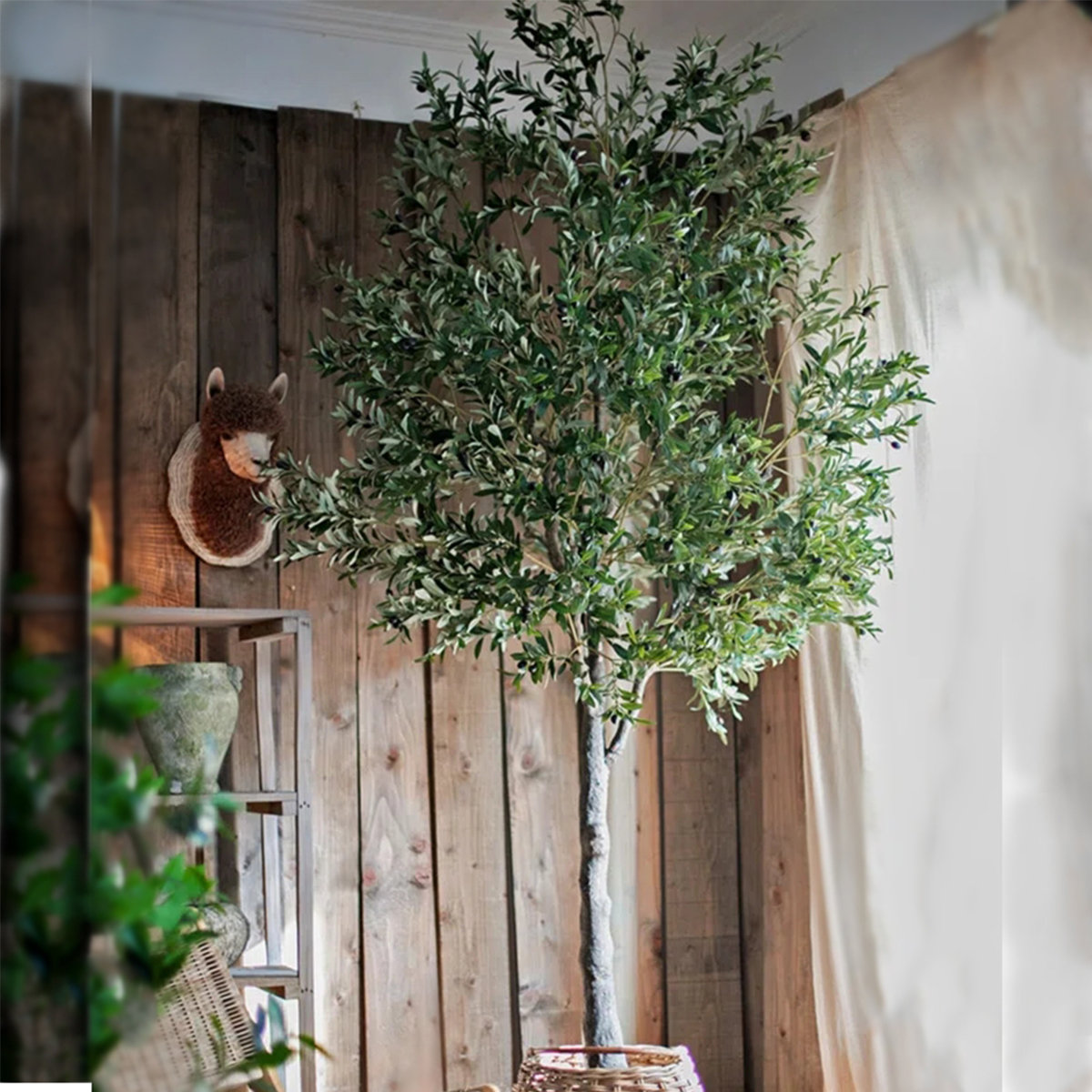 Unique Forest Arts 118''(10Ft) Faux Olive Tree Tree In Freestanding ...