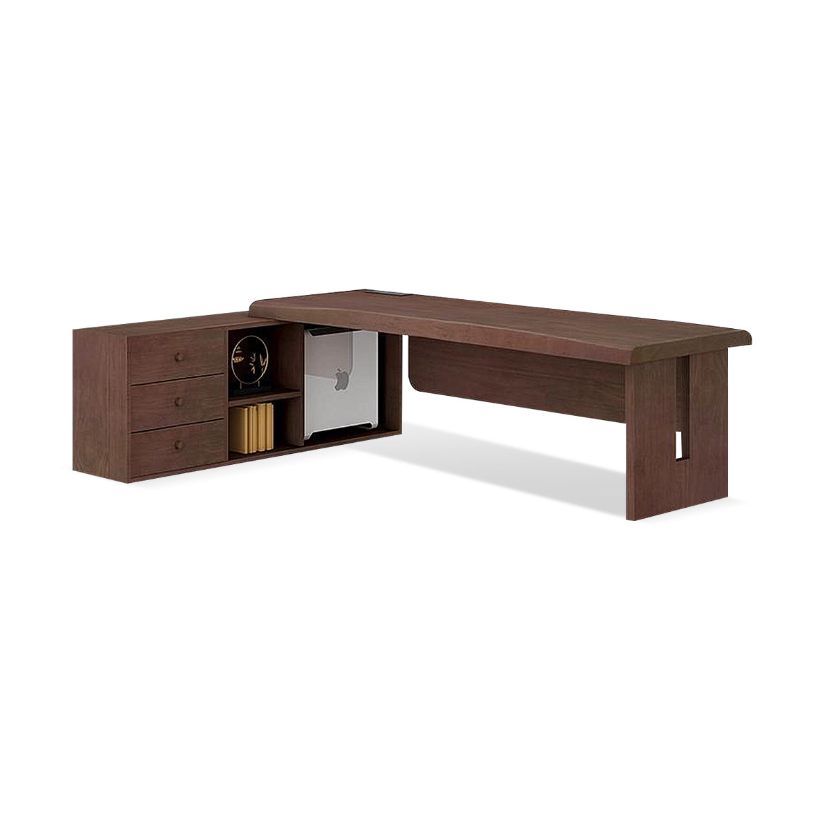 Galerie Centrale 86.61" Dark Walnut Rectangular Solid Wood desks ...