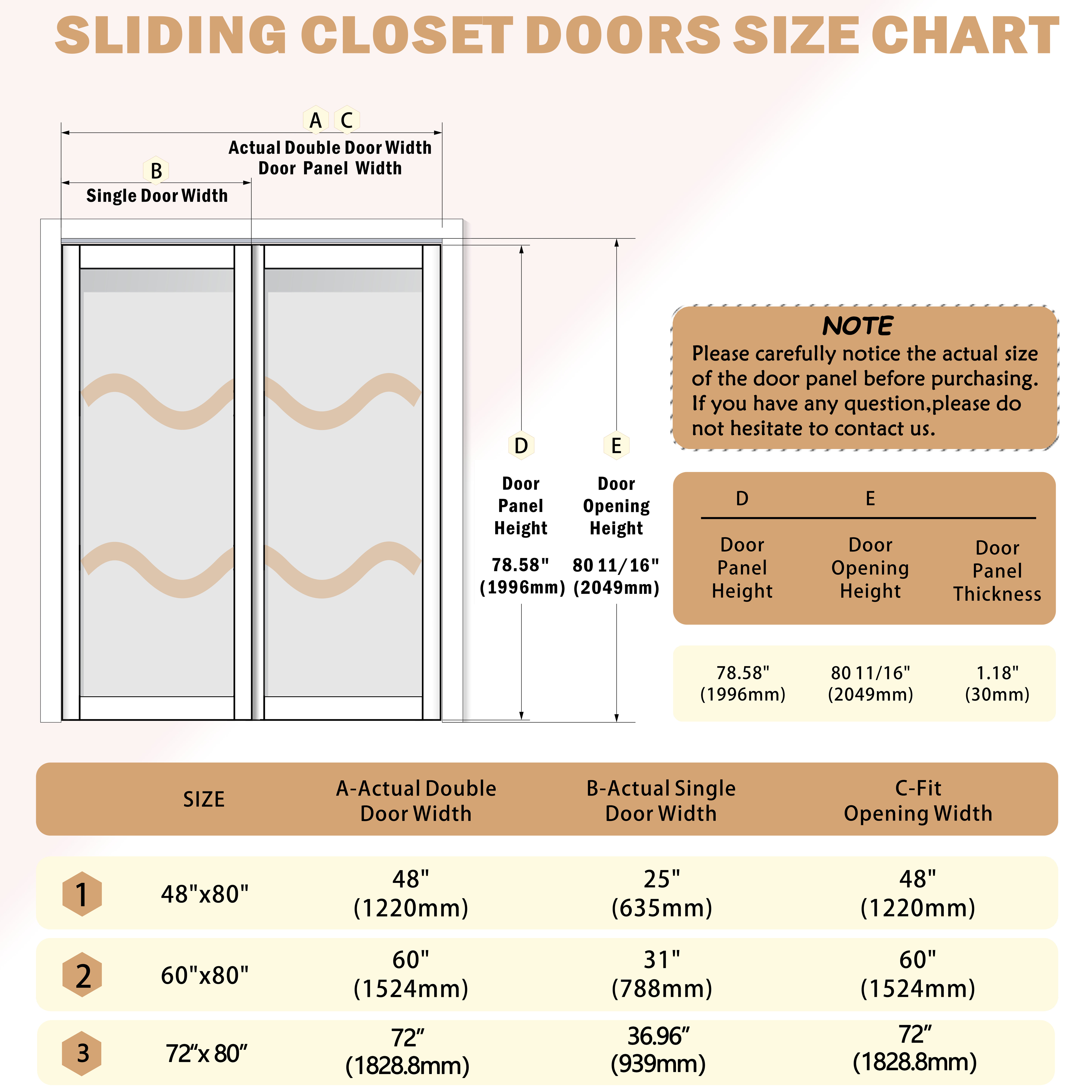 CHIC MODE Sliding Closet Door - 5 Lite Solid Wood Design Prefinished ...