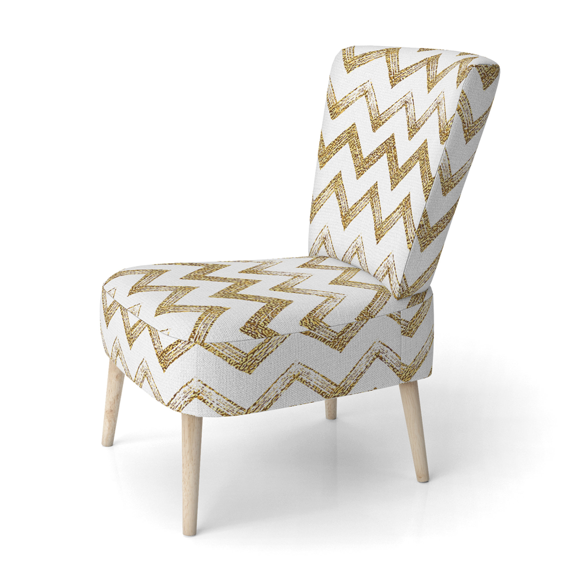 Dakota Fields Gold Zigzag Chevron - Upholstered Patterned Accent Side ...