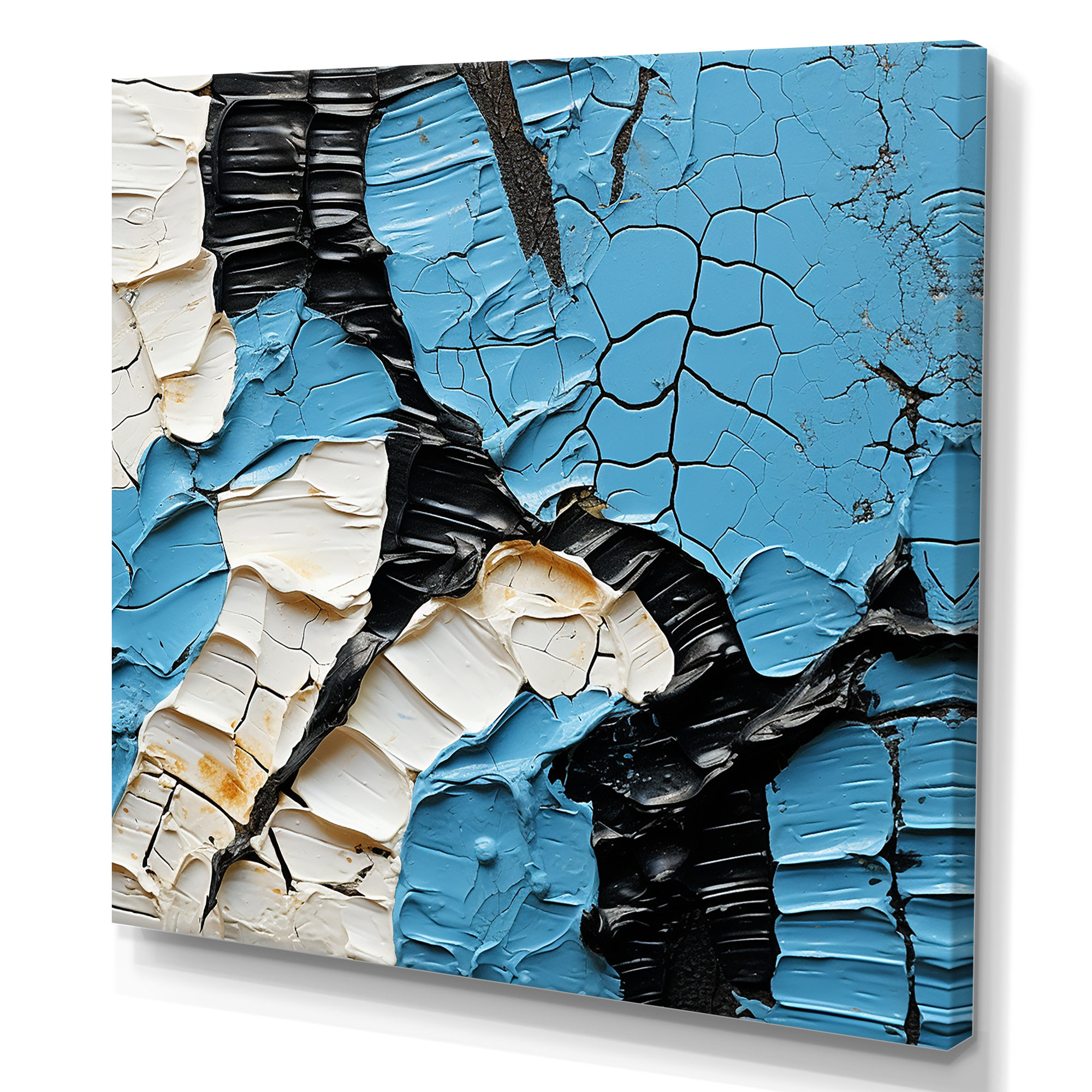 Wrought Studio™ Black And Blue Paint Stroke Fight - Abstract Shapes ...