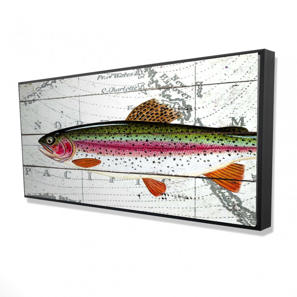 Williston Forge Trout on a world map - 24"x48" Framed canvas - Wayfair ...
