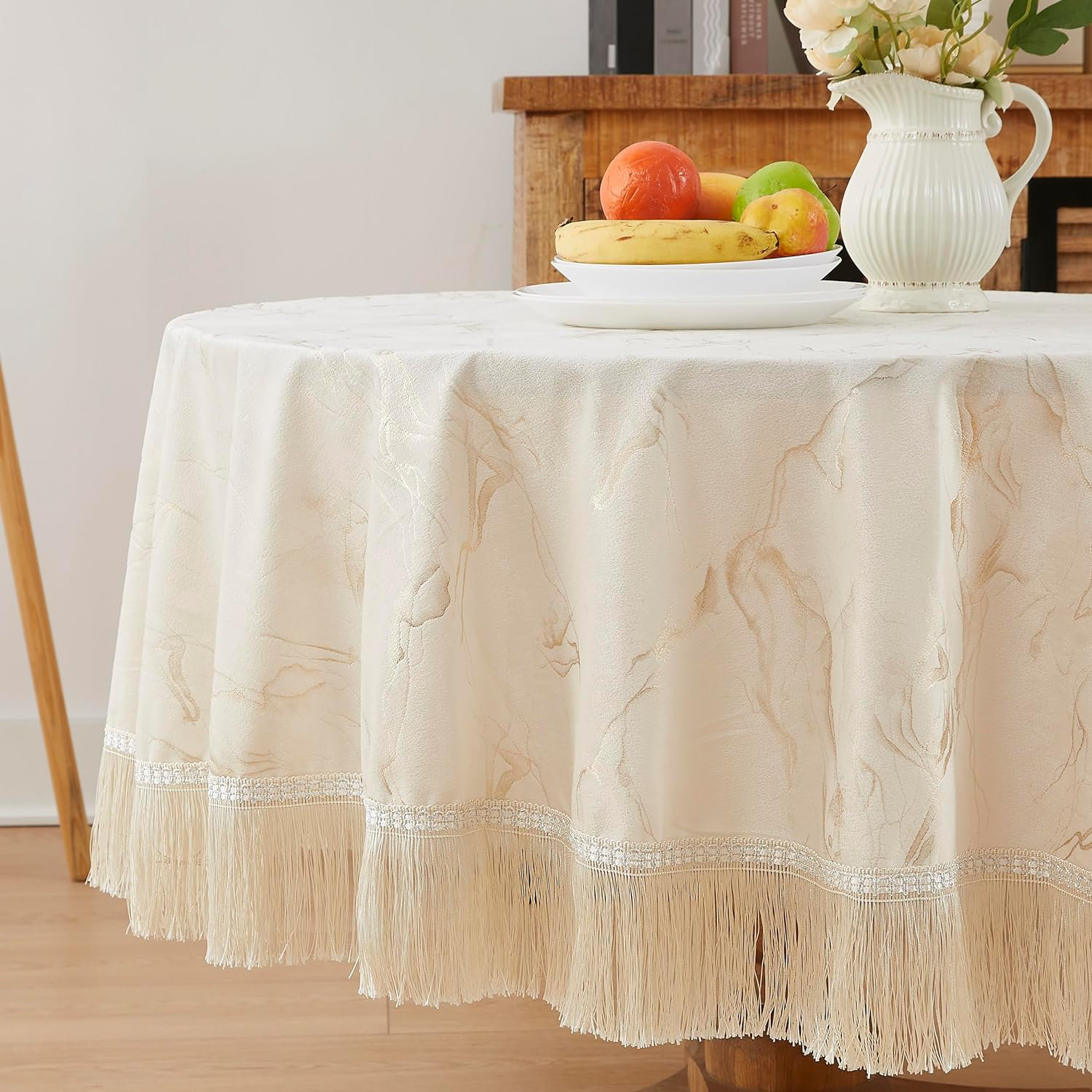 Gracie Oaks Kist Round Velvet Tablecloth with Fringes & Reviews | Wayfair
