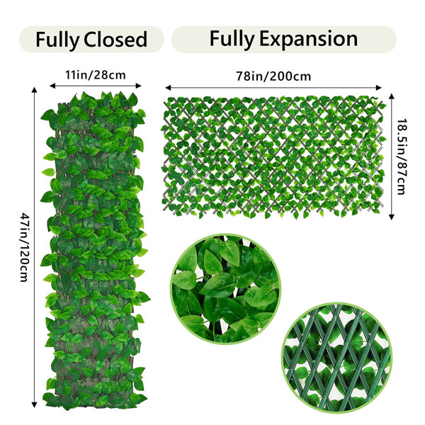 Roomark Expandable Fence Privacy Screen, 4 Pcs Faux Ivy Fence Screen ...