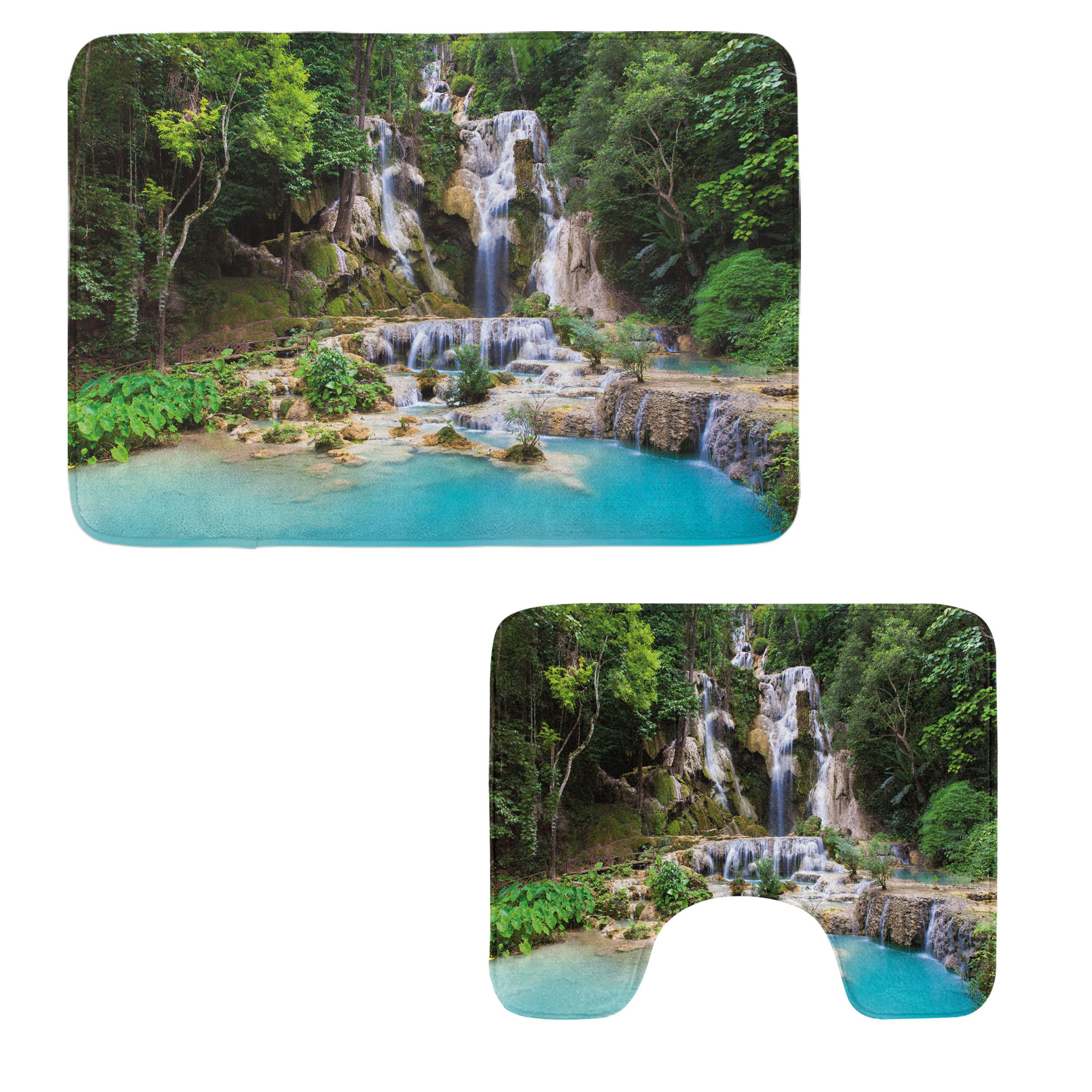 East Urban Home Waterfall Bathroom Rug Set 2 Pieces Rectangle & Contour ...