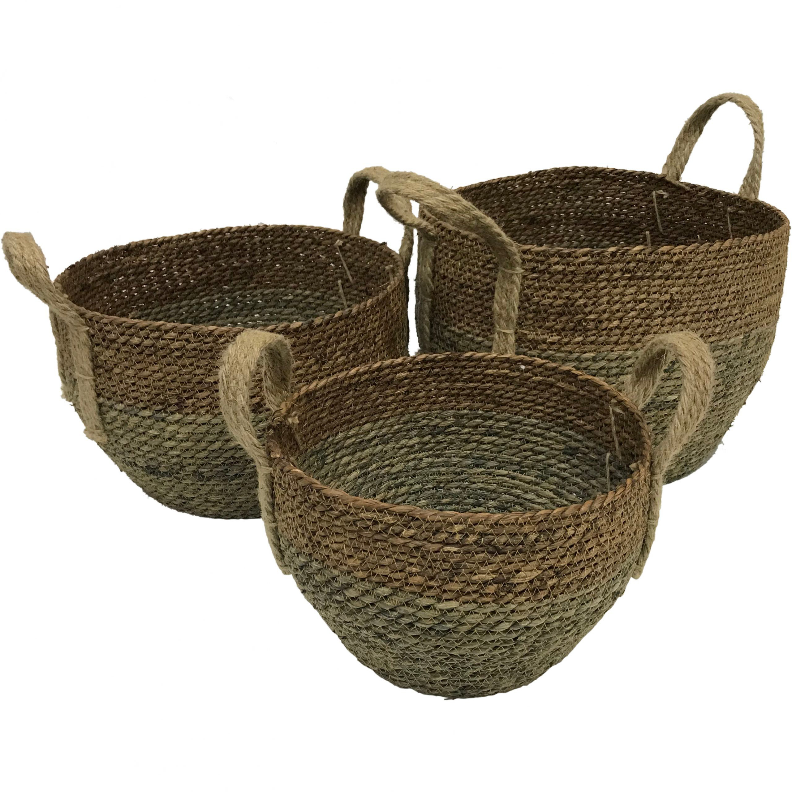 Bayou Breeze Straw 3 Piece Wicker Basket Set | Wayfair