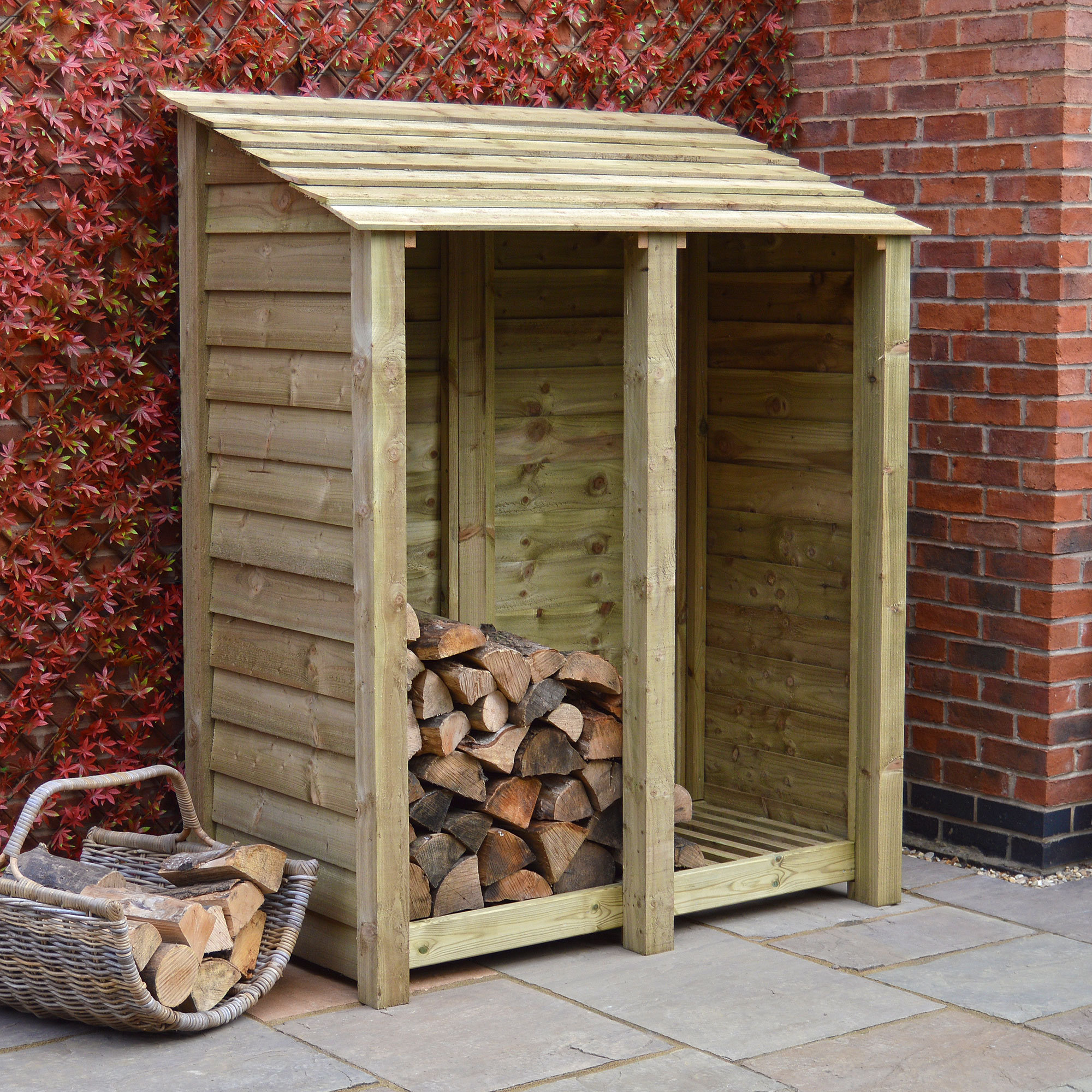 Dakota Fields 150cm W x 80cm D Solid Wood Log Store | Wayfair.co.uk