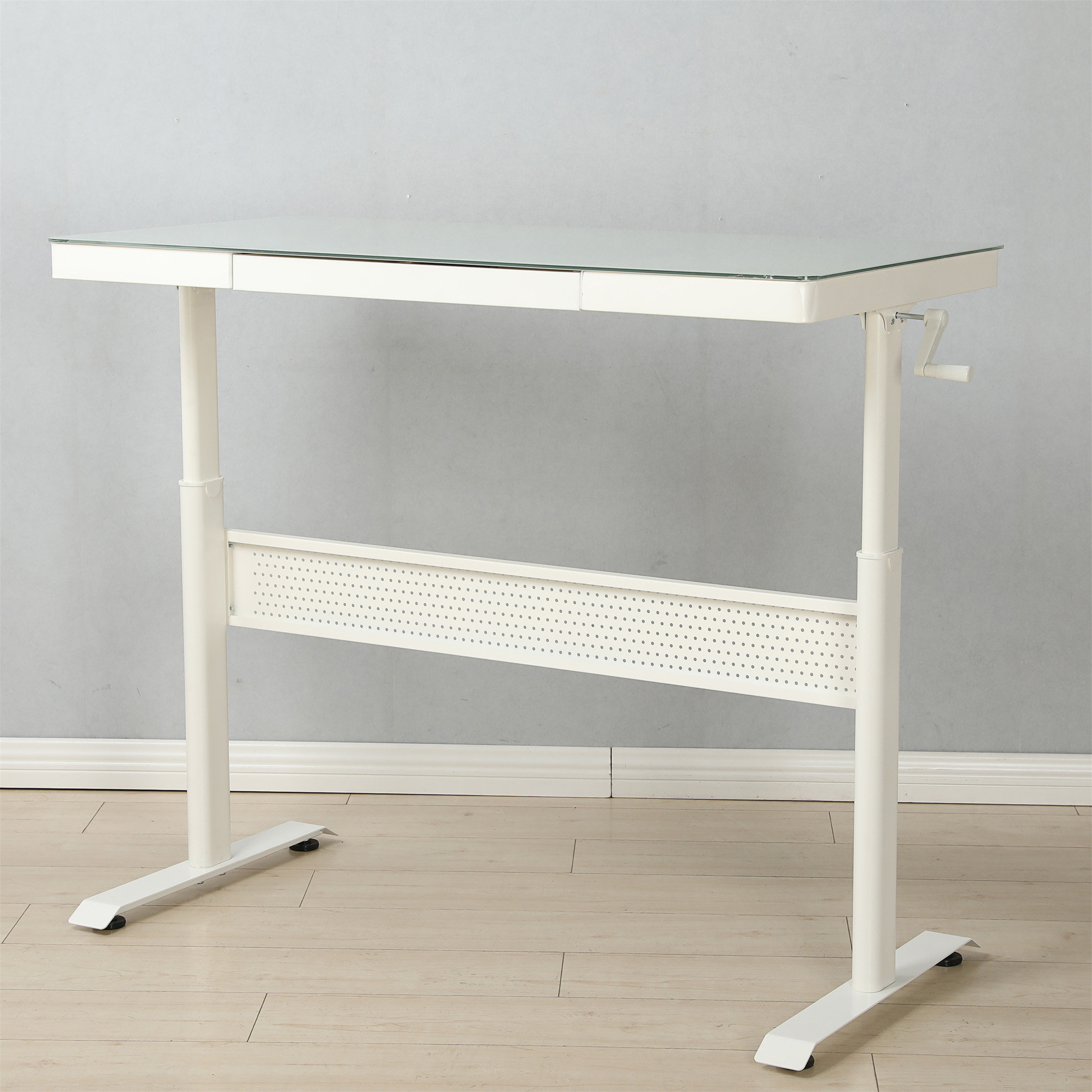 Inbox Zero 48 X 24 Inches Tempered Glass Standing Desk With Metal ...
