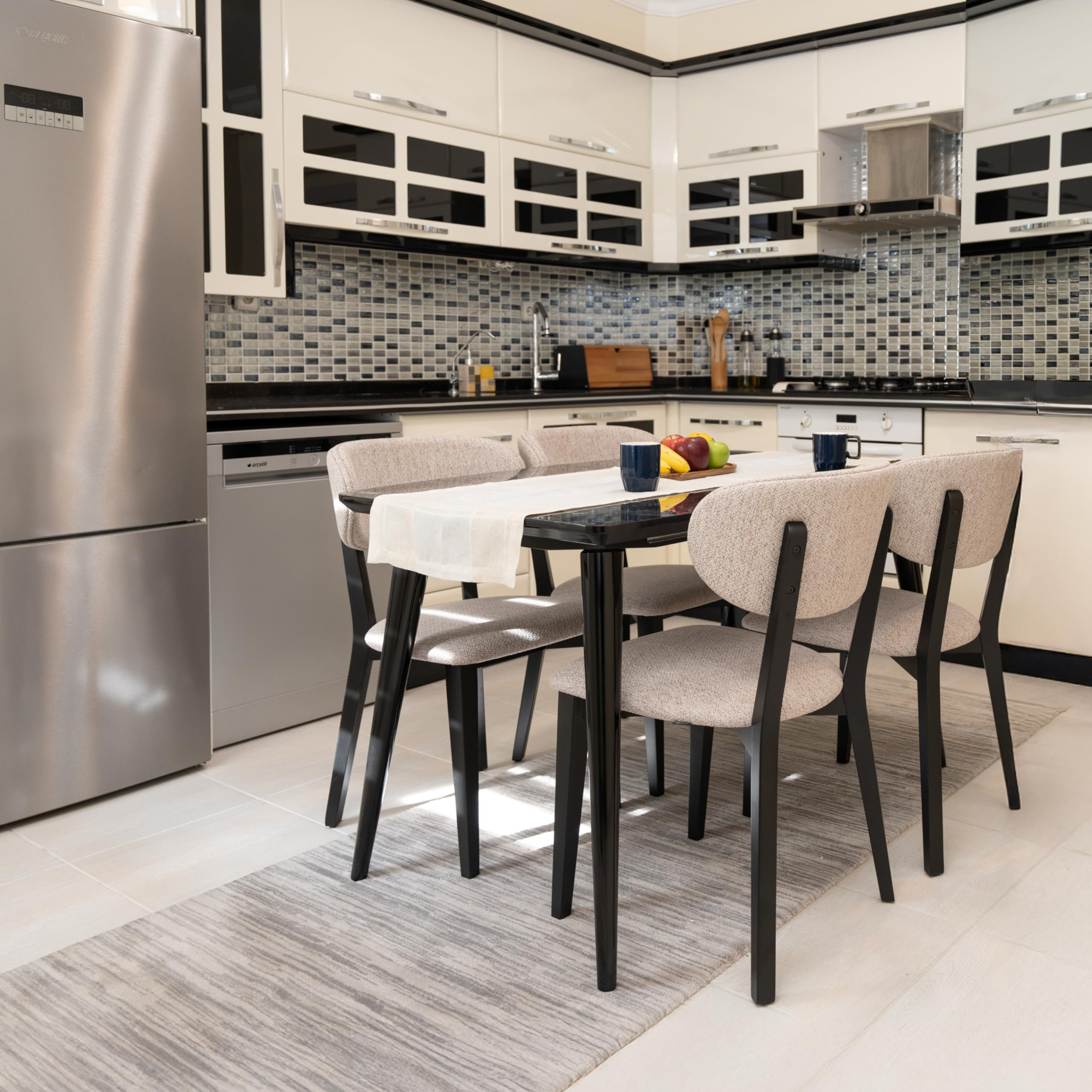 Corrigan Studio® Wooden Dining Chairs Set Of 4 Mid Century Upholstered ...