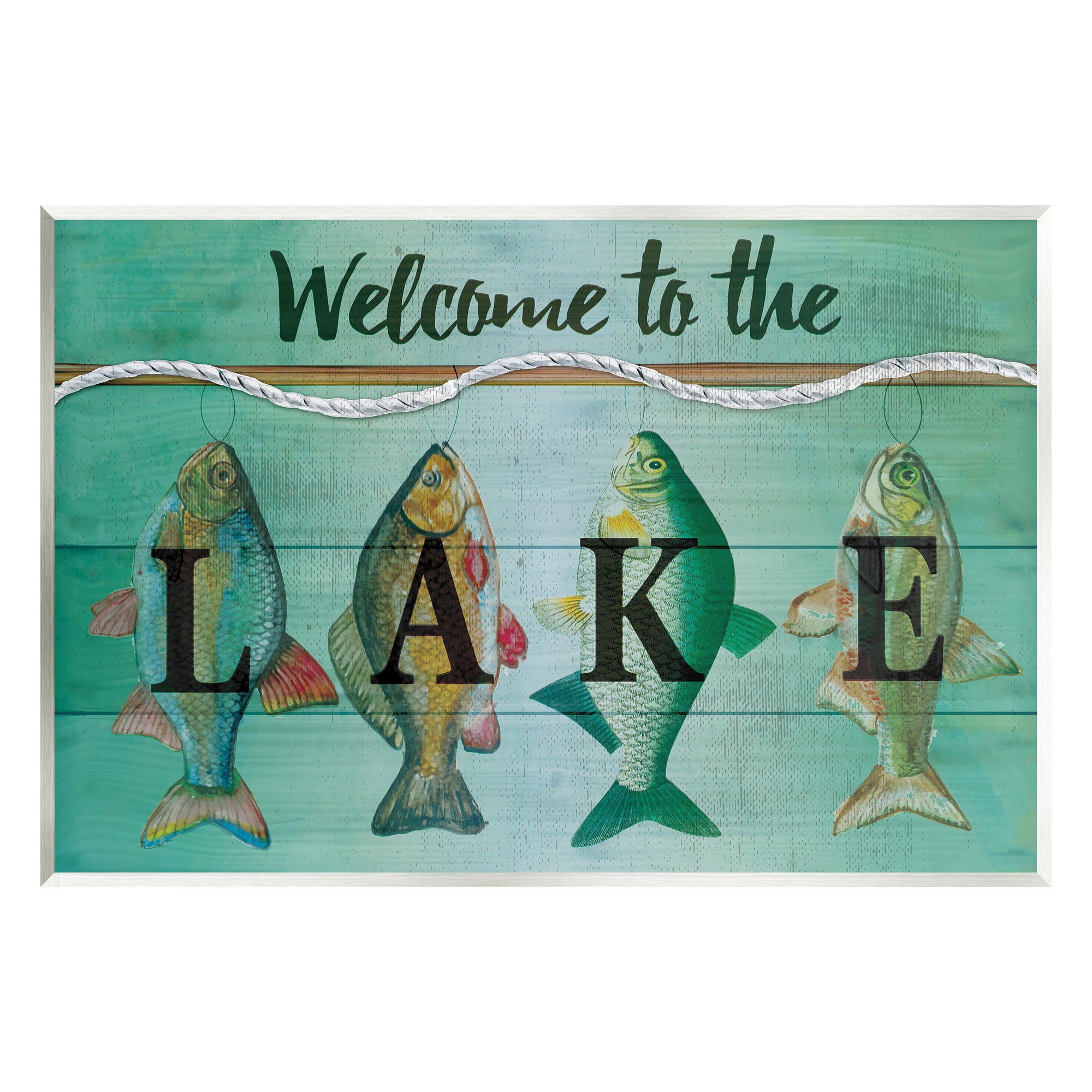 Stupell Industries Au-500-Giclee Welcome To The Lake Fishing Rope ...
