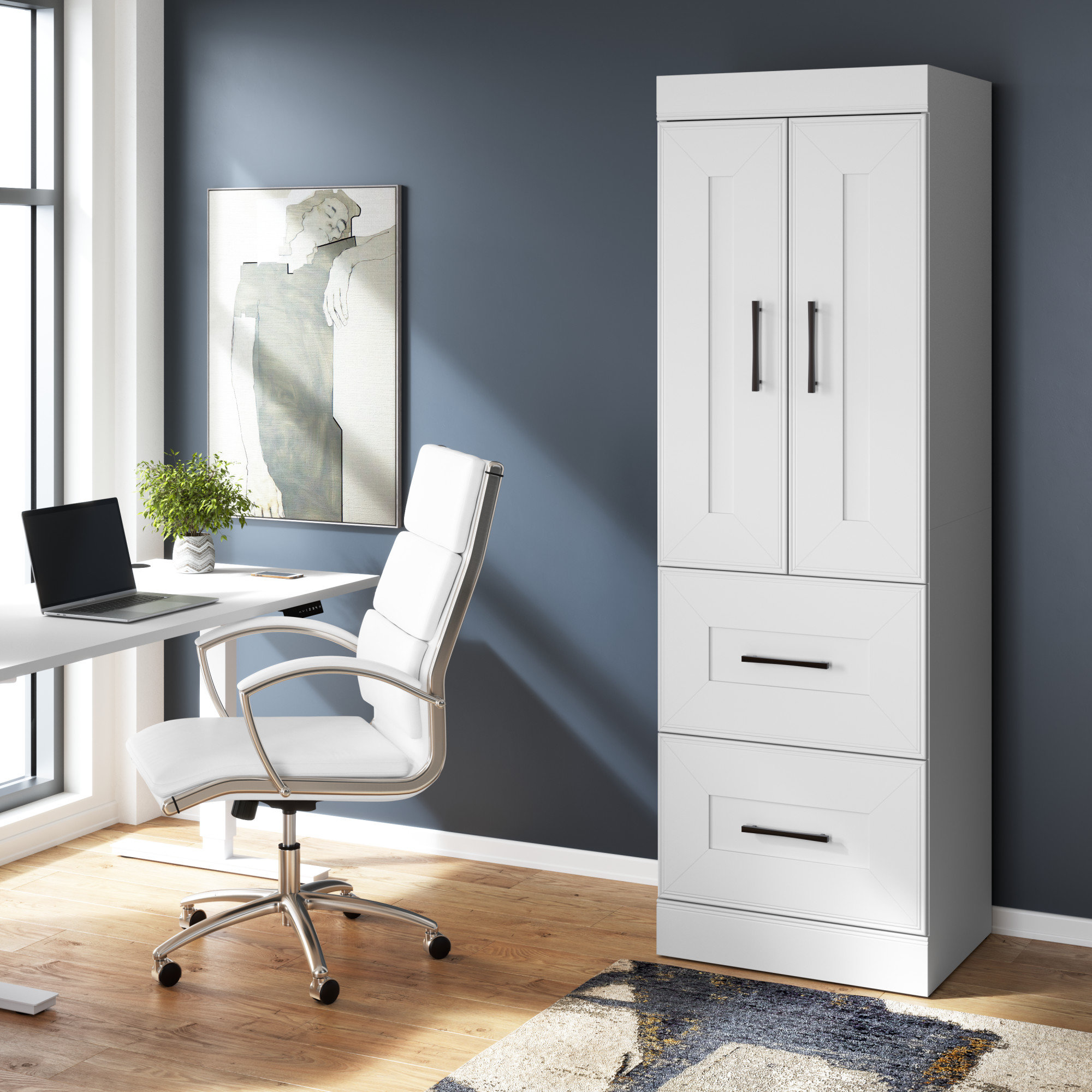 Bestar Edge 25" W Wardrobe Armoire with 2 Drawers and Doors | Wayfair