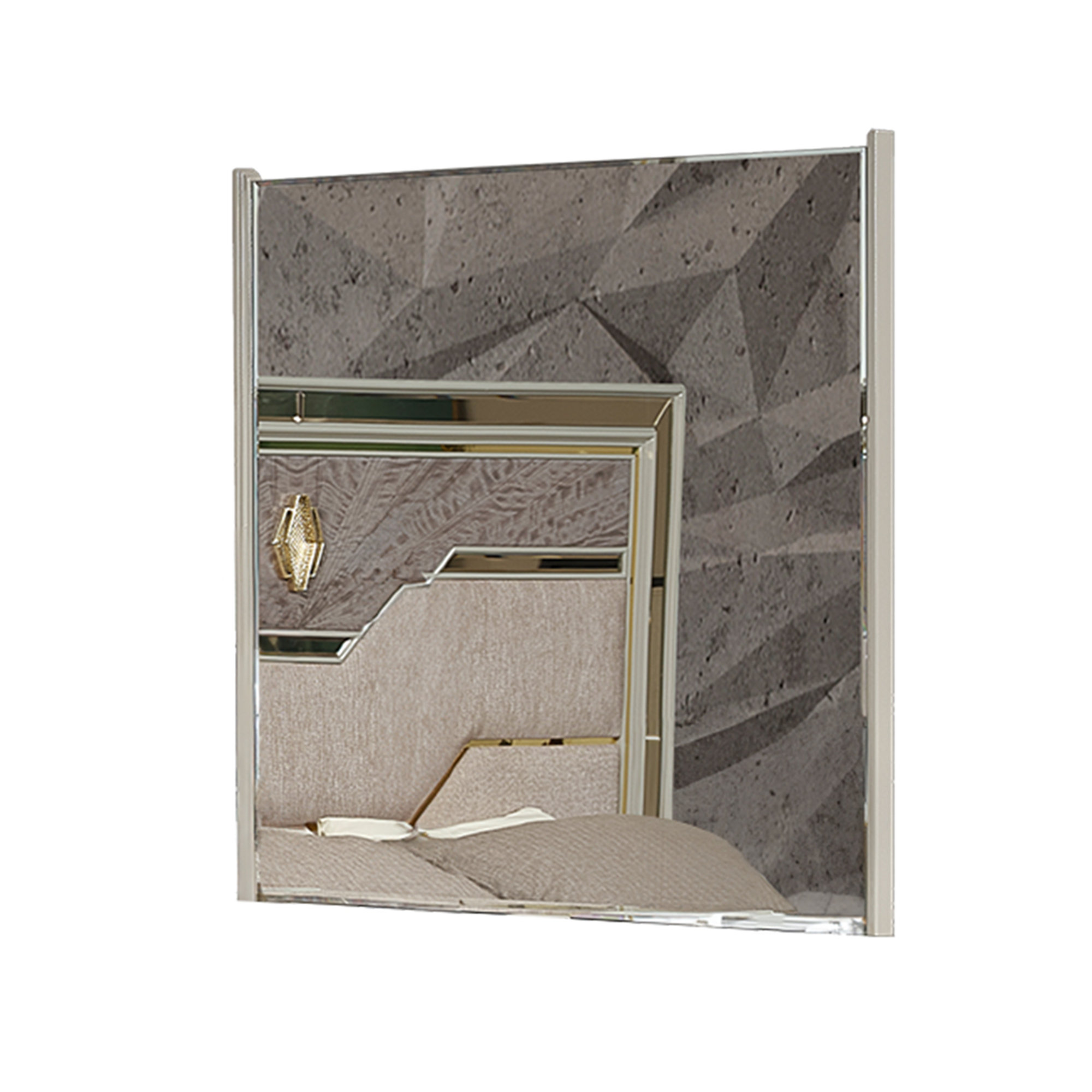Hokku Designs Omari Modern Style Mirror Made With Wood And Gold Accents ...