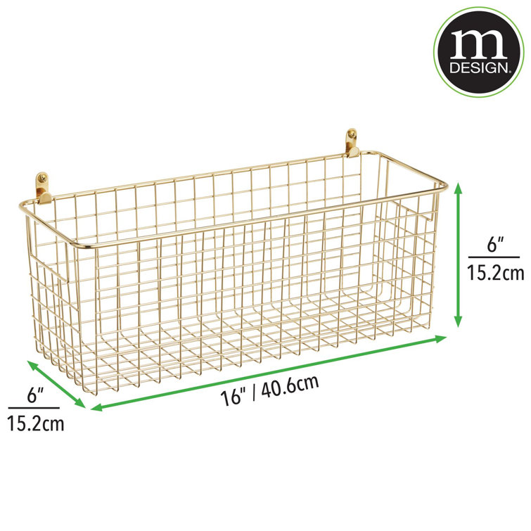 mDesign Portable Metal Wall Mount Hanging Storage Baskets, 2 Pack, Soft ...