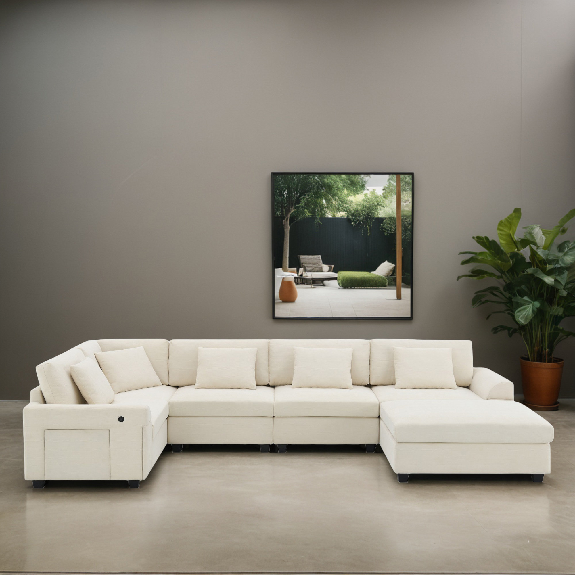Latitude Run® 128" U-shaped Upholstered Sectional Sofa for Living Room ...