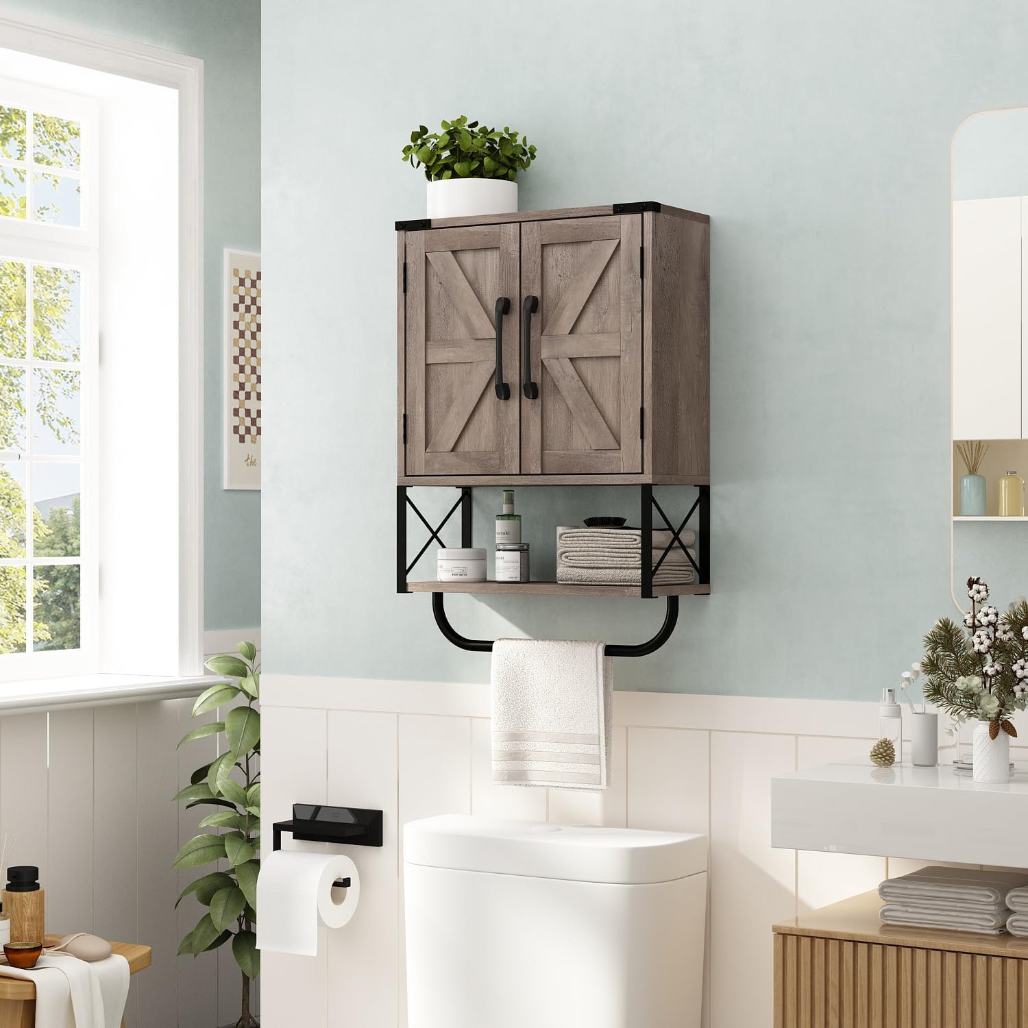 Trent Austin Design Wood Wall Mounted Storage Cabinet with Adjustable ...