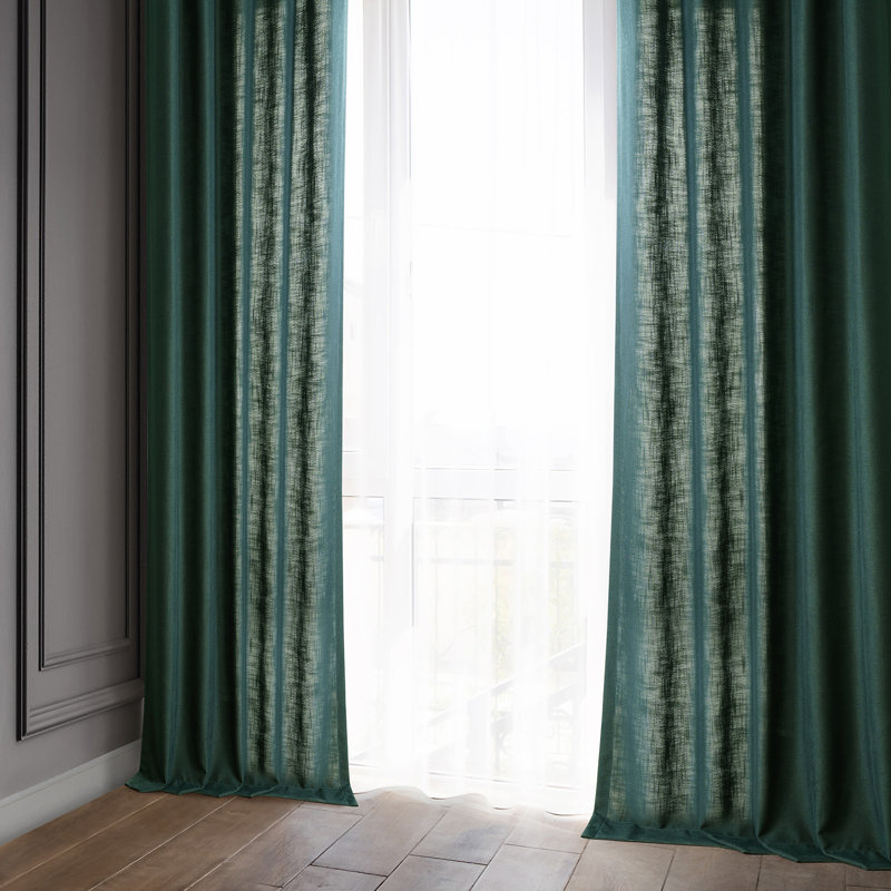 Gracie Oaks Oesha Faux Linen Curtains for Bedroom - Semi Sheer Curtain ...