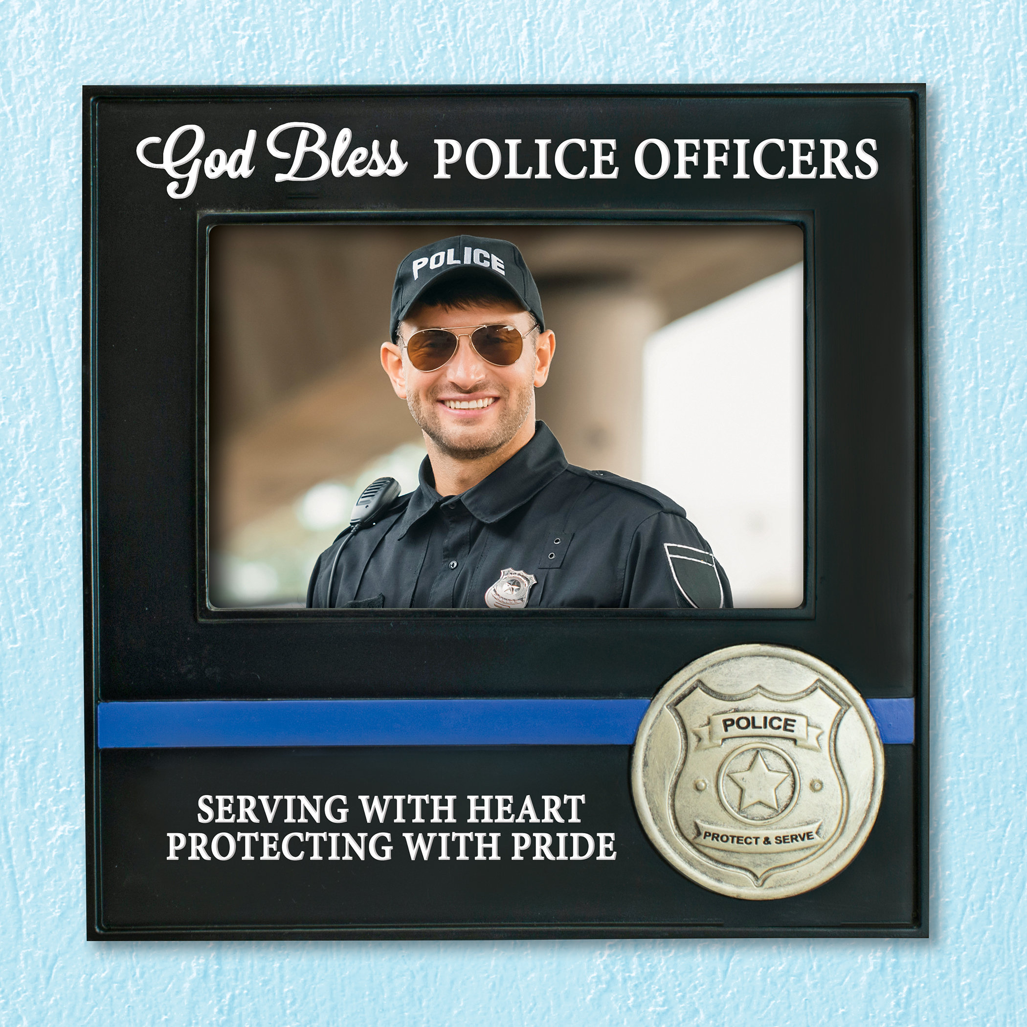 Latitude Run® Firefighter Or Police Officer Wooden Frame With Metal ...