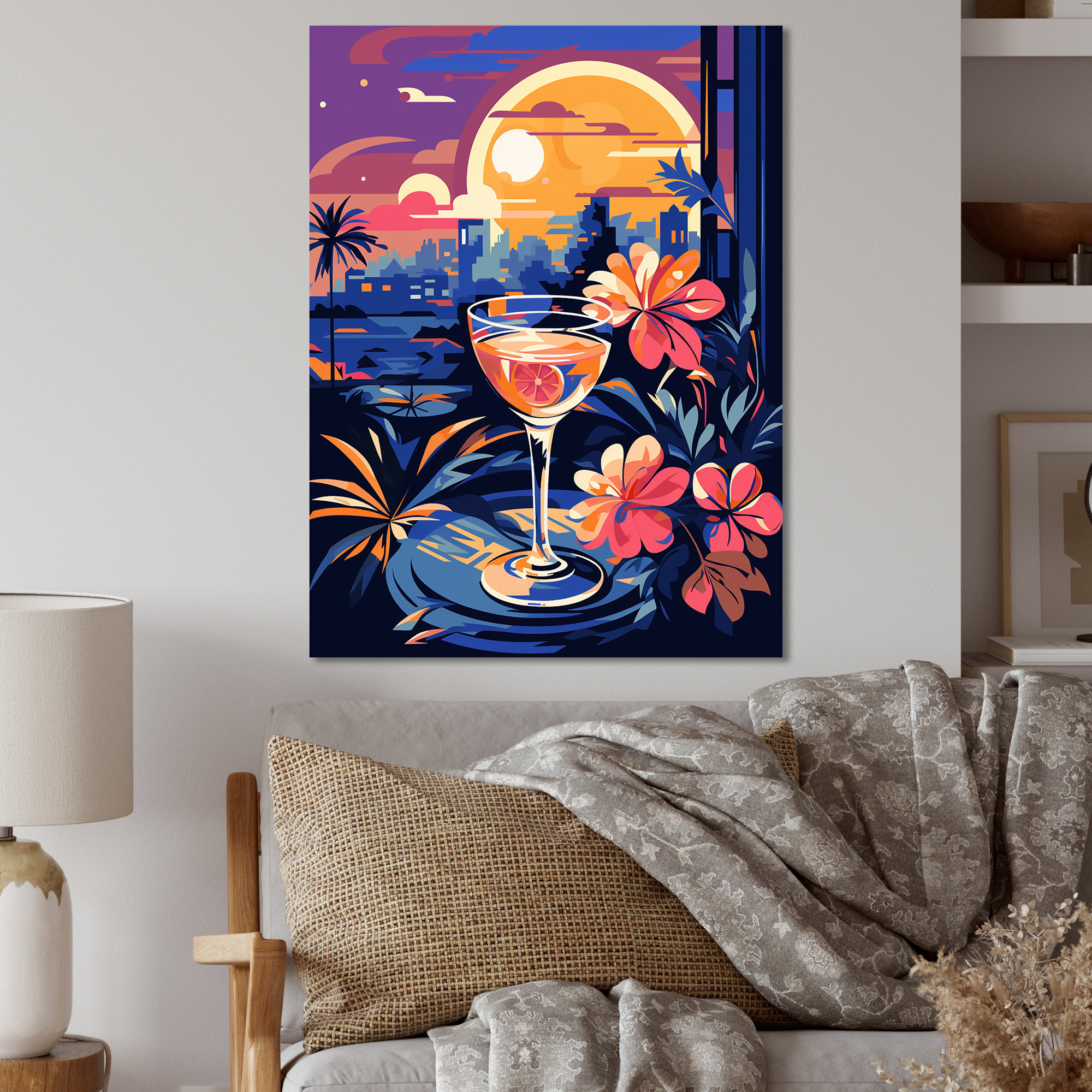 Lark Manor Pink And Purple Sunset Cocktails Harmony - Cocktails Metal ...