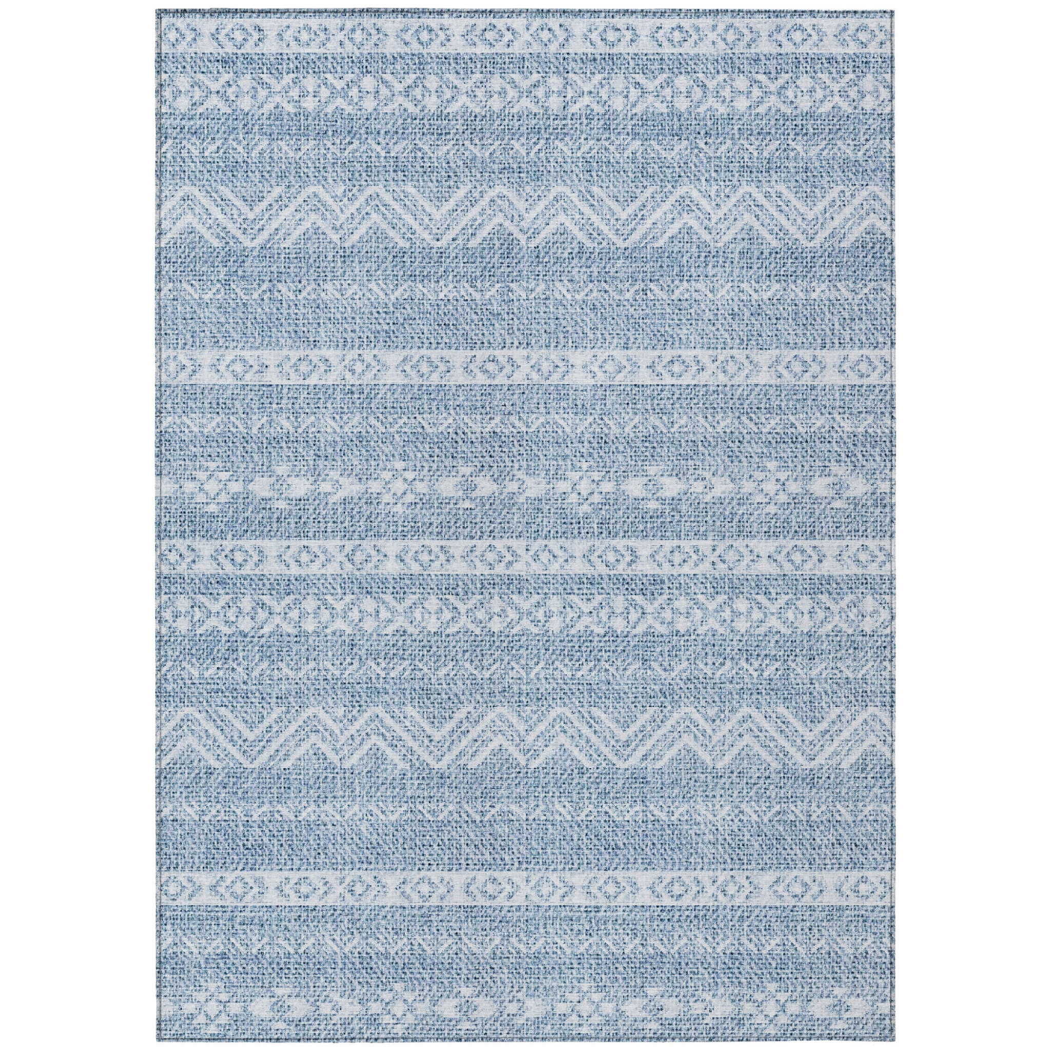 HomeRoots 10' X 14' Blue And Denim Blue Southwestern Washable Indoor ...