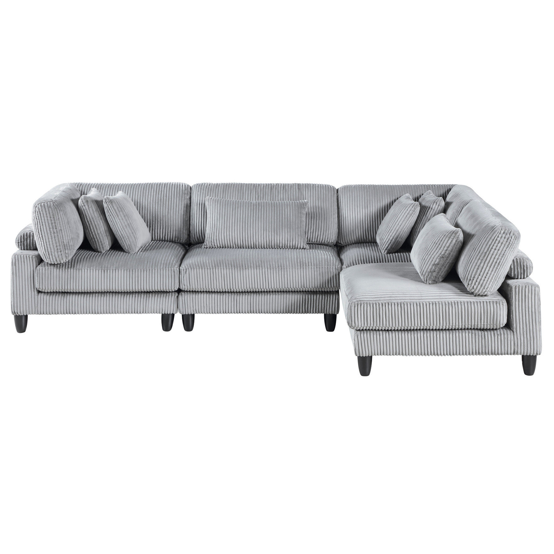 Everly Quinn Modern Living Room 4 Sectional, Gray Corduroy Fabric ...