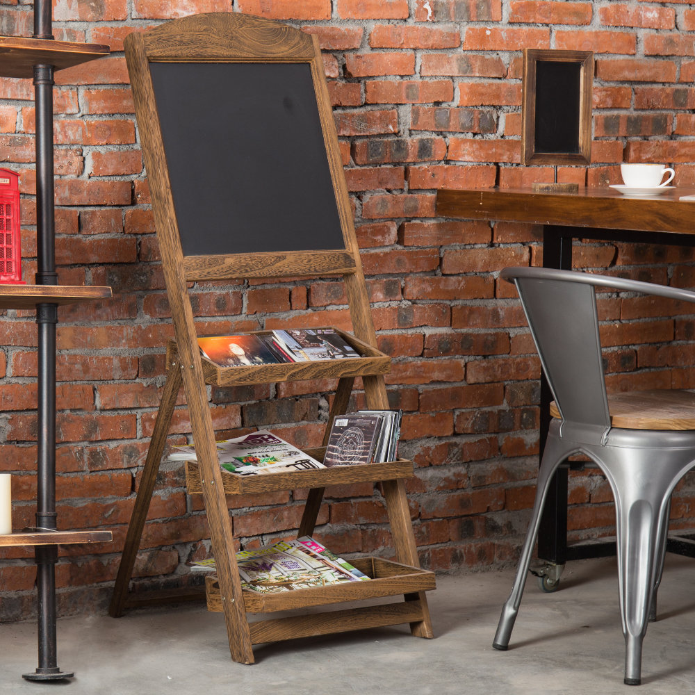 Winston Porter Kawanis 3-Tiered Chalkboard Storage Shelf Stand ...