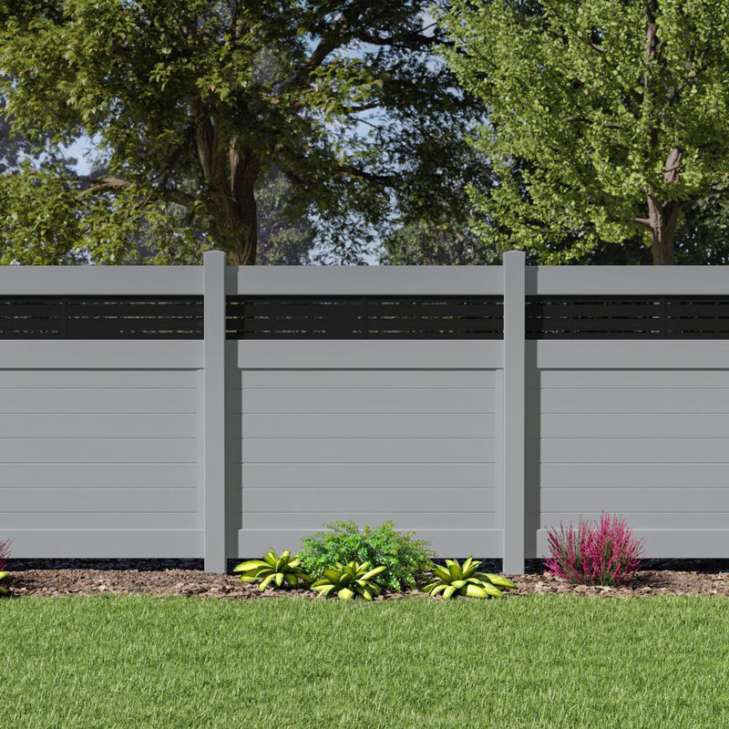 Barrette Outdoor Living Horizontal Fence Boardwalk Gray Vinyl Privacy ...