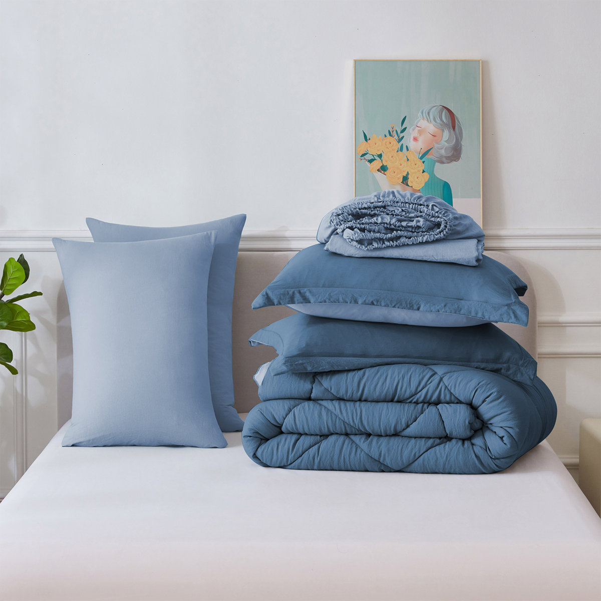 Homechoice International Group 7 Piece Washed Microfiber All Season ...