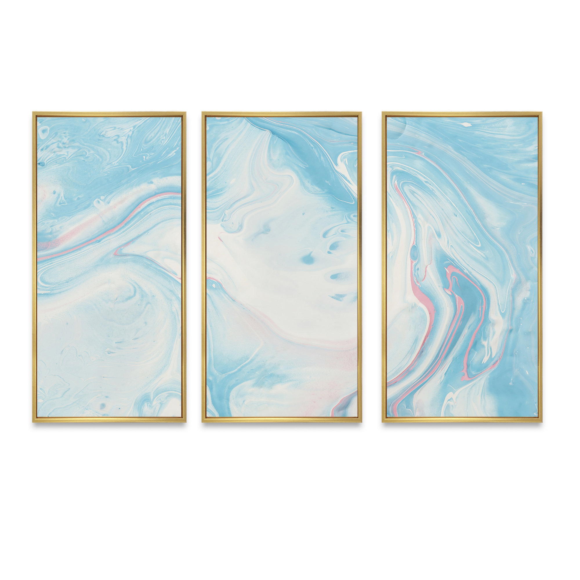 Wrought Studio Light Blue And White Liquid Marble Art III - Modern ...