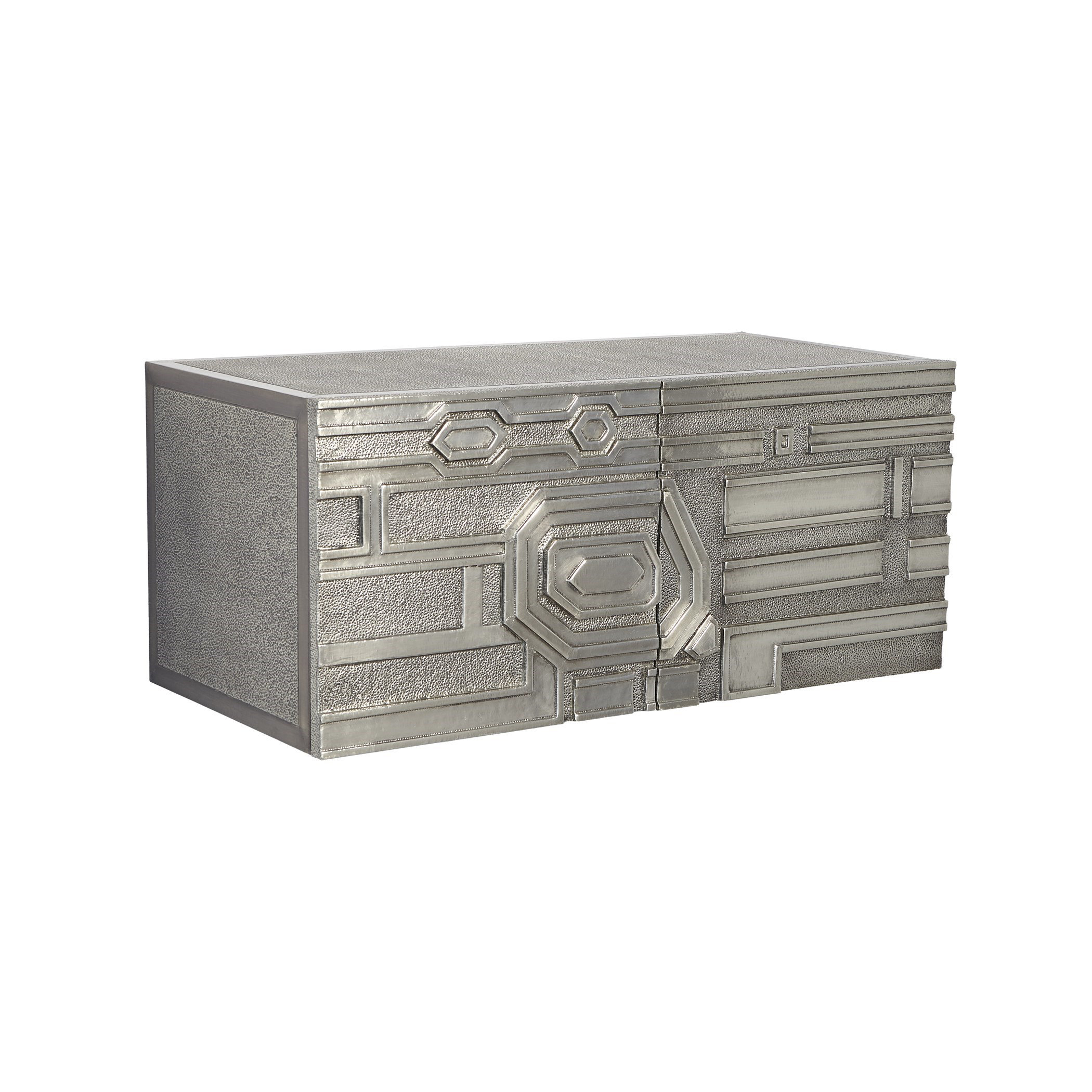 Global Views Abstract Block Cabinet-Left-Silver | Perigold