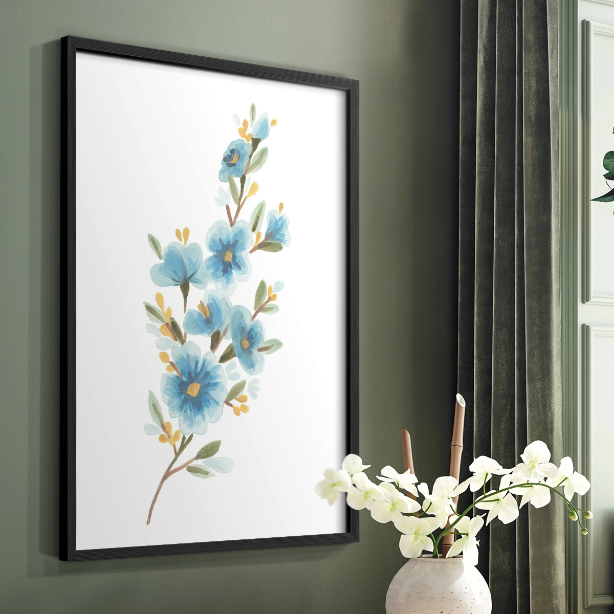 August Grove® Wildflower Sprig II Framed Print - Solid Wood | Wayfair