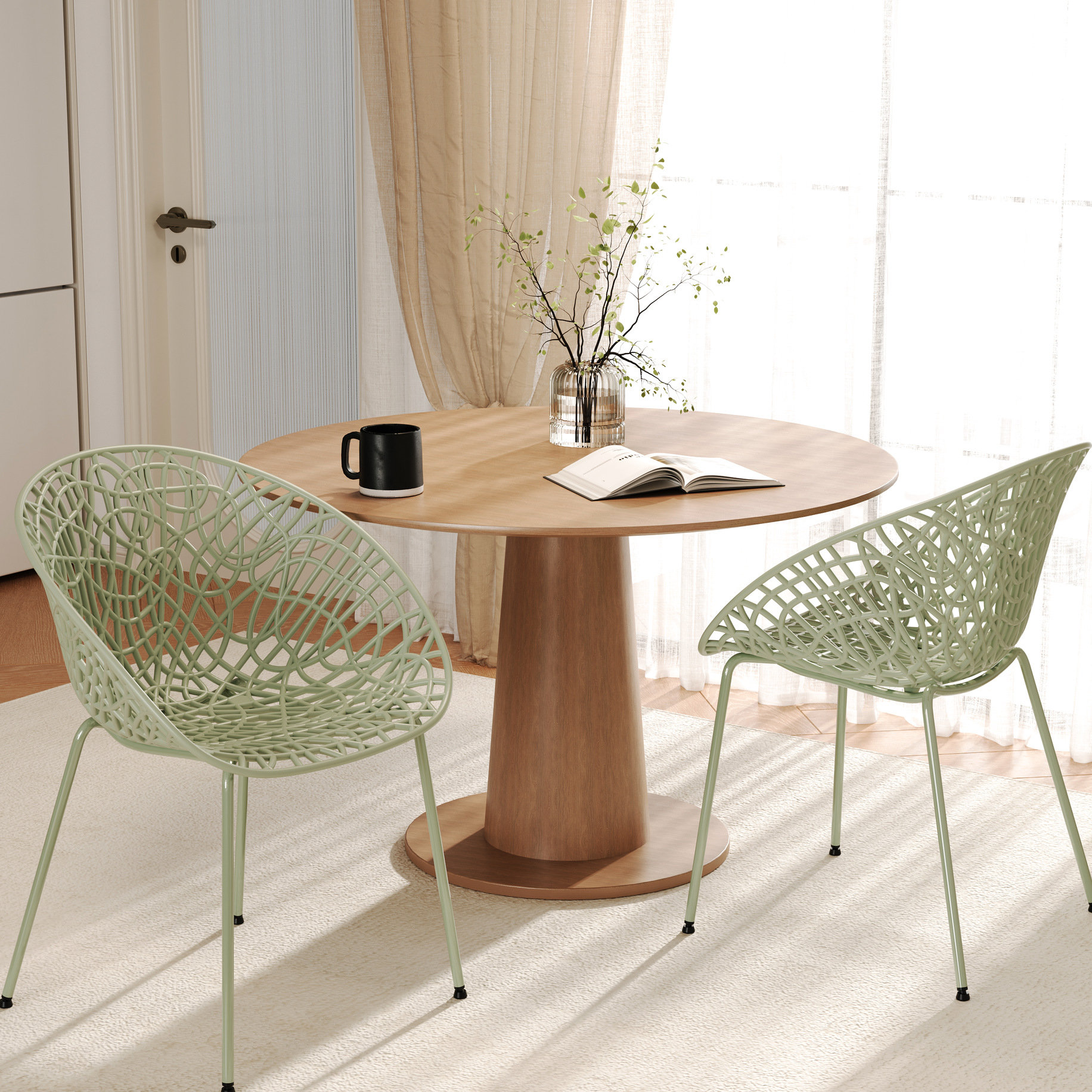 Canora Grey Of 2 White Outdoor Dining Chairs With Iron And Plastic ...