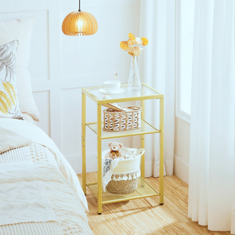 Mercer41 End Table, 3-Tier Slim Nightstand with Storage Shelves | Wayfair