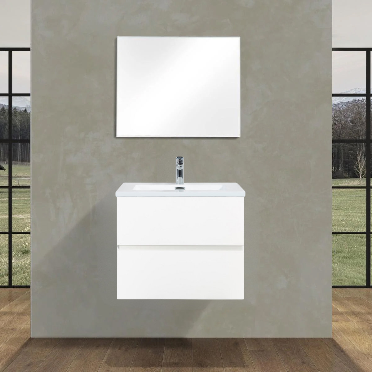 Golden Elite Villano 24-inch W x 19-inch D 2-Drawer Wall-Mounted ...