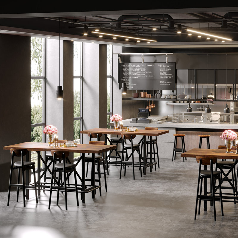 17 Stories Counter Height Bar Table, 62.99" Long Pub Bar Table With ...