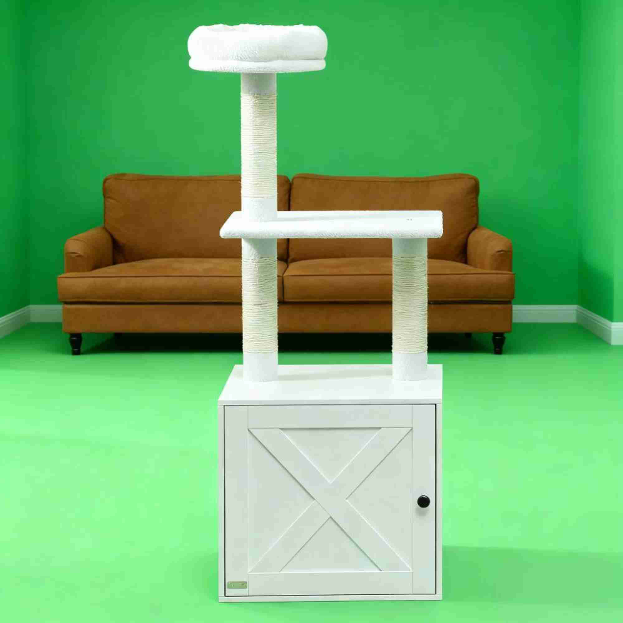 Latitude Run® Cat Tree with Litter Box Enclosure | Wayfair