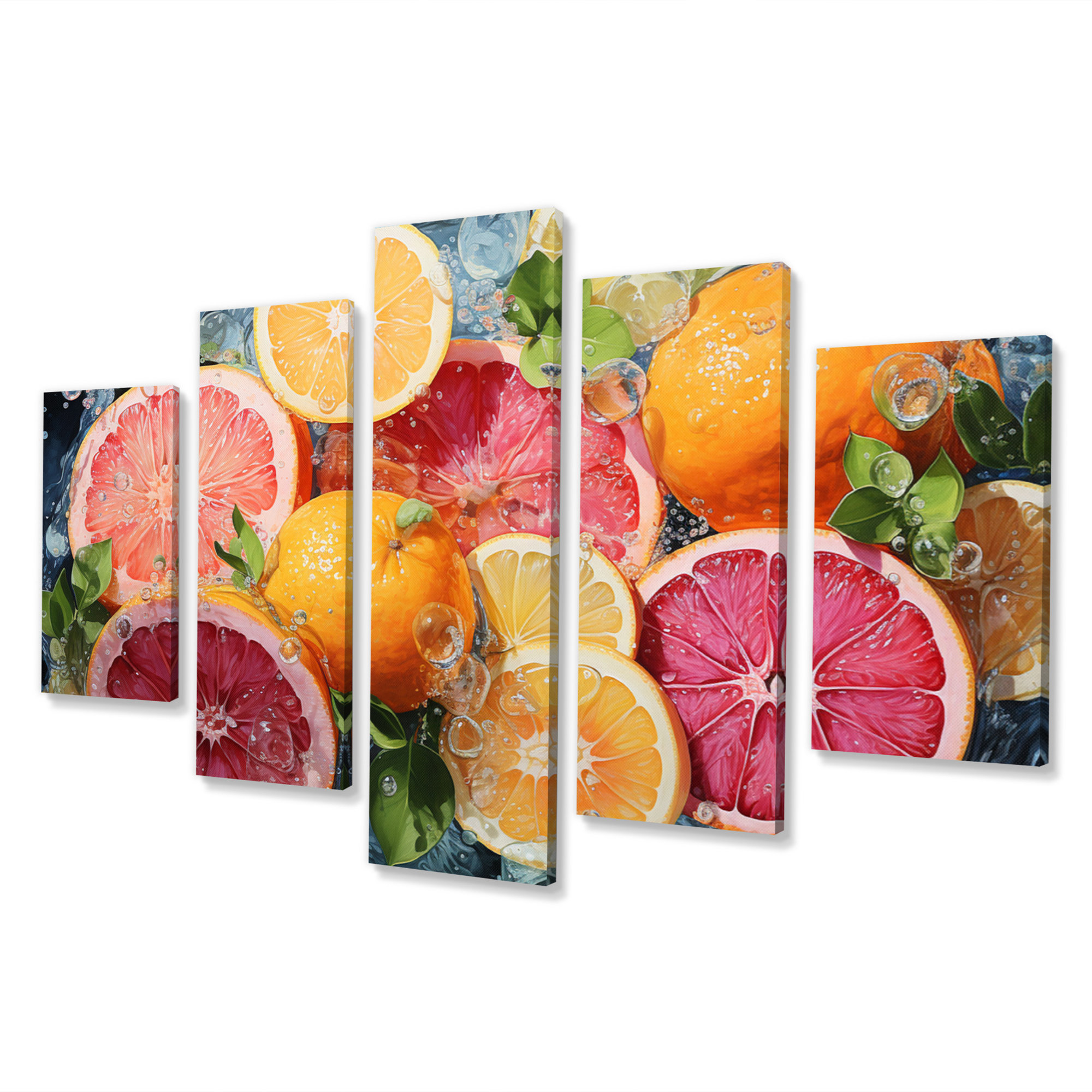 Design Art Citrusy Delight III - Fruits Canvas Art Print - 5 Panels ...