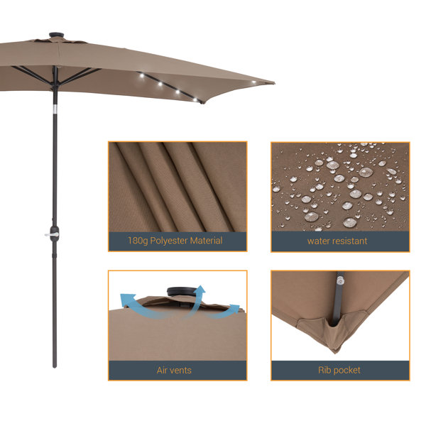 Causeway Bay 120'' x 78'' Rectangular Lighted Market Umbrella & Reviews ...