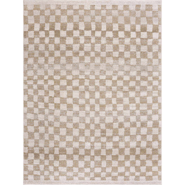 Union Rustic Jasha Checkered Beige/Brown Area Rug & Reviews | Wayfair